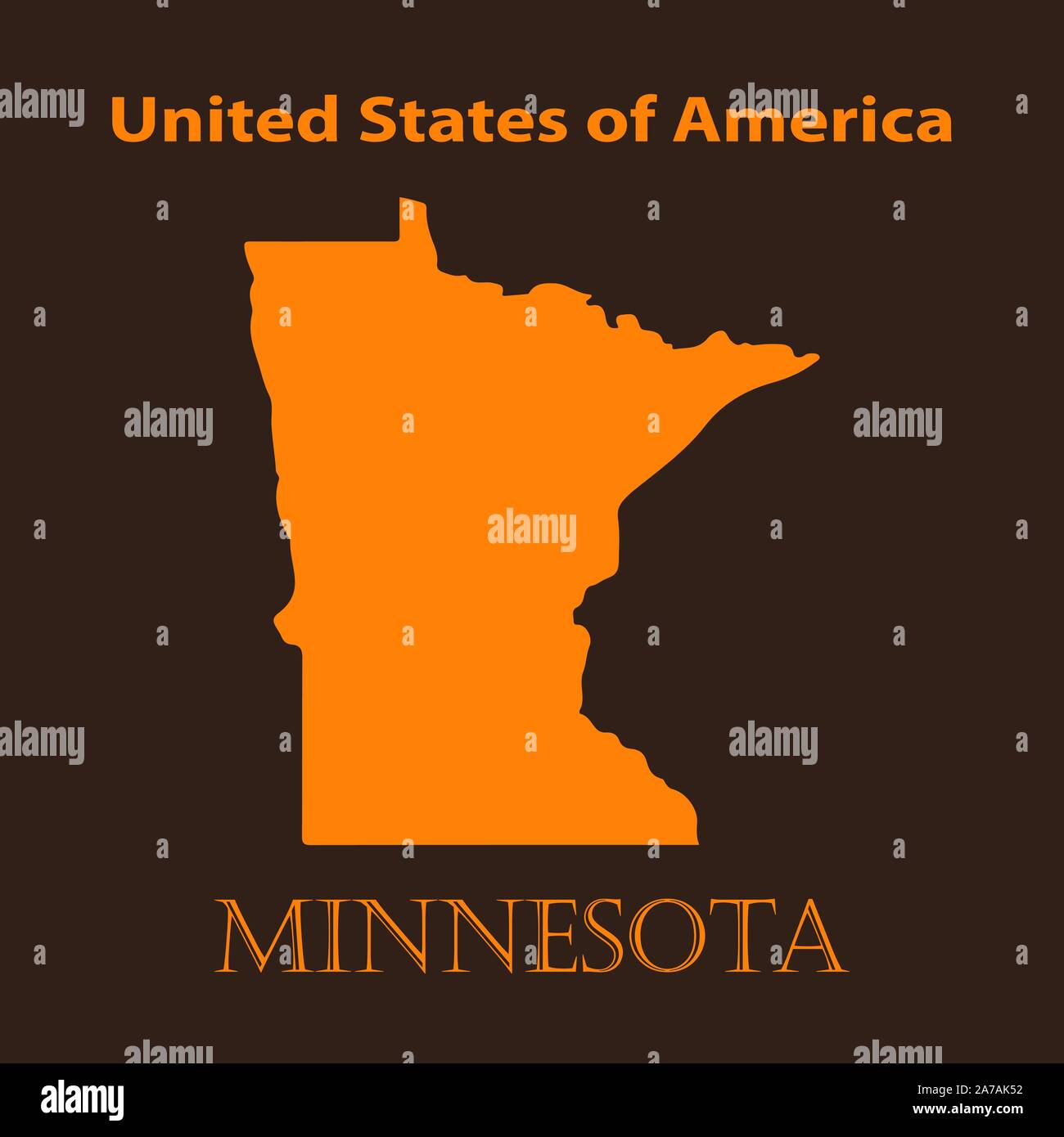 Orange Minnesota map - vector illustration. Simple flat map of ...