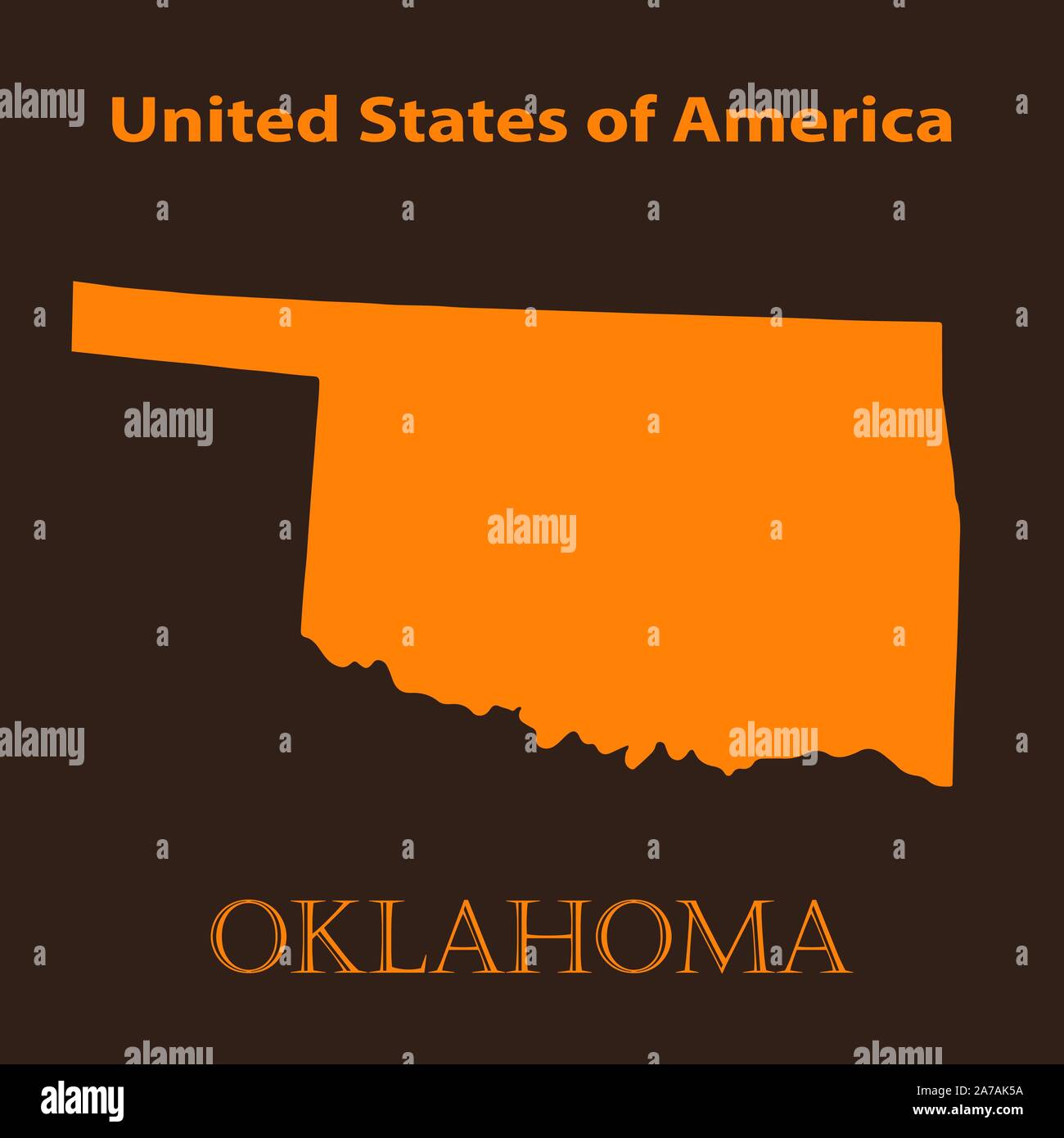 Orange Oklahoma map - vector illustration. Simple flat map of Oklahoma ...