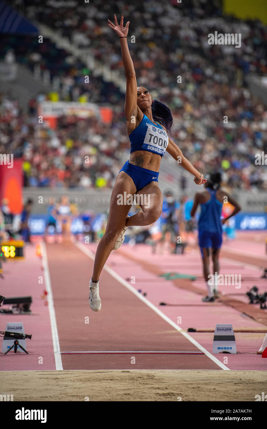 DOHA - QATAR OCT 5: Jasmine Todd of the USA competing in the Long Jump ...