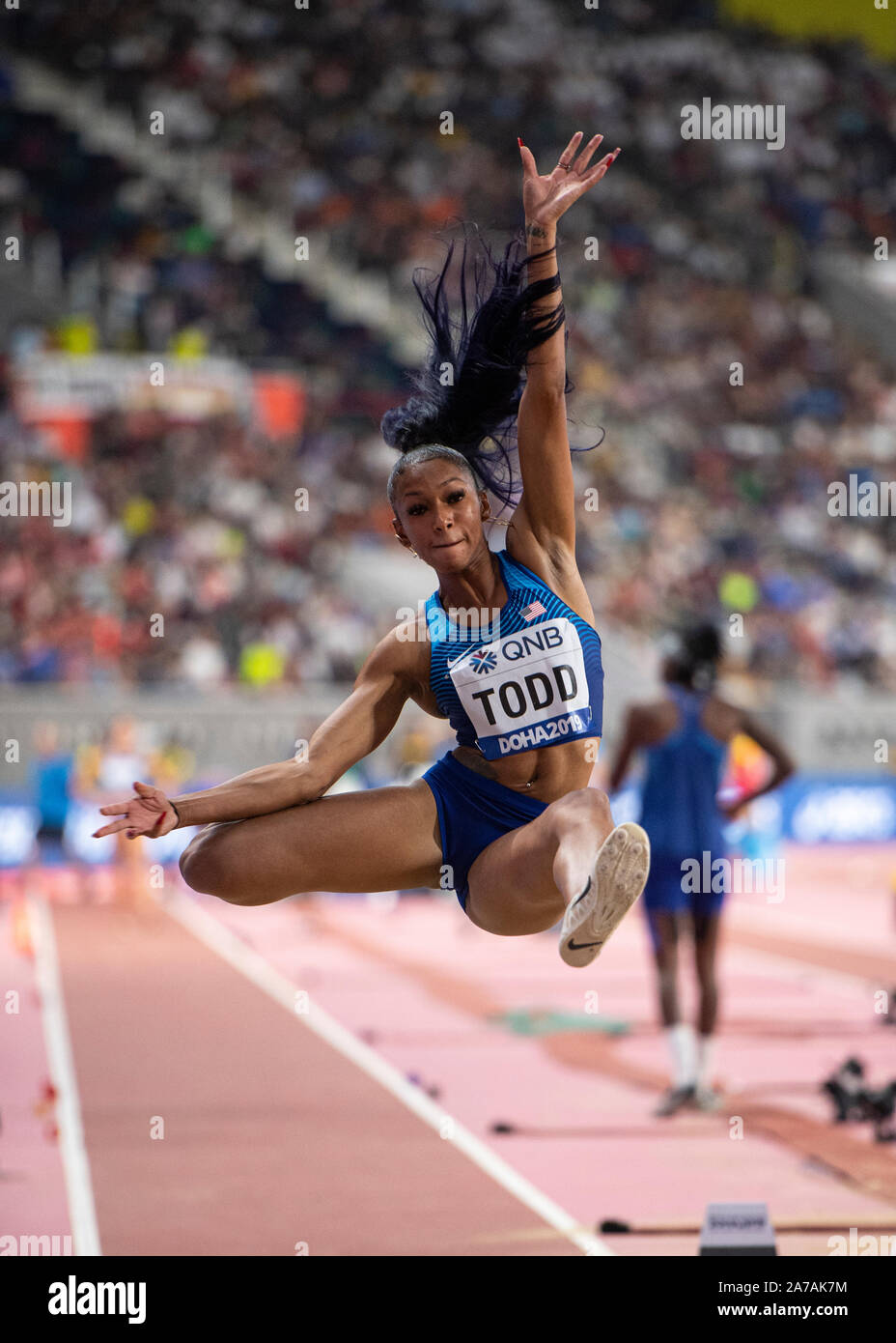 DOHA - QATAR OCT 5: Jasmine Todd of the USA competing in the Long Jump ...