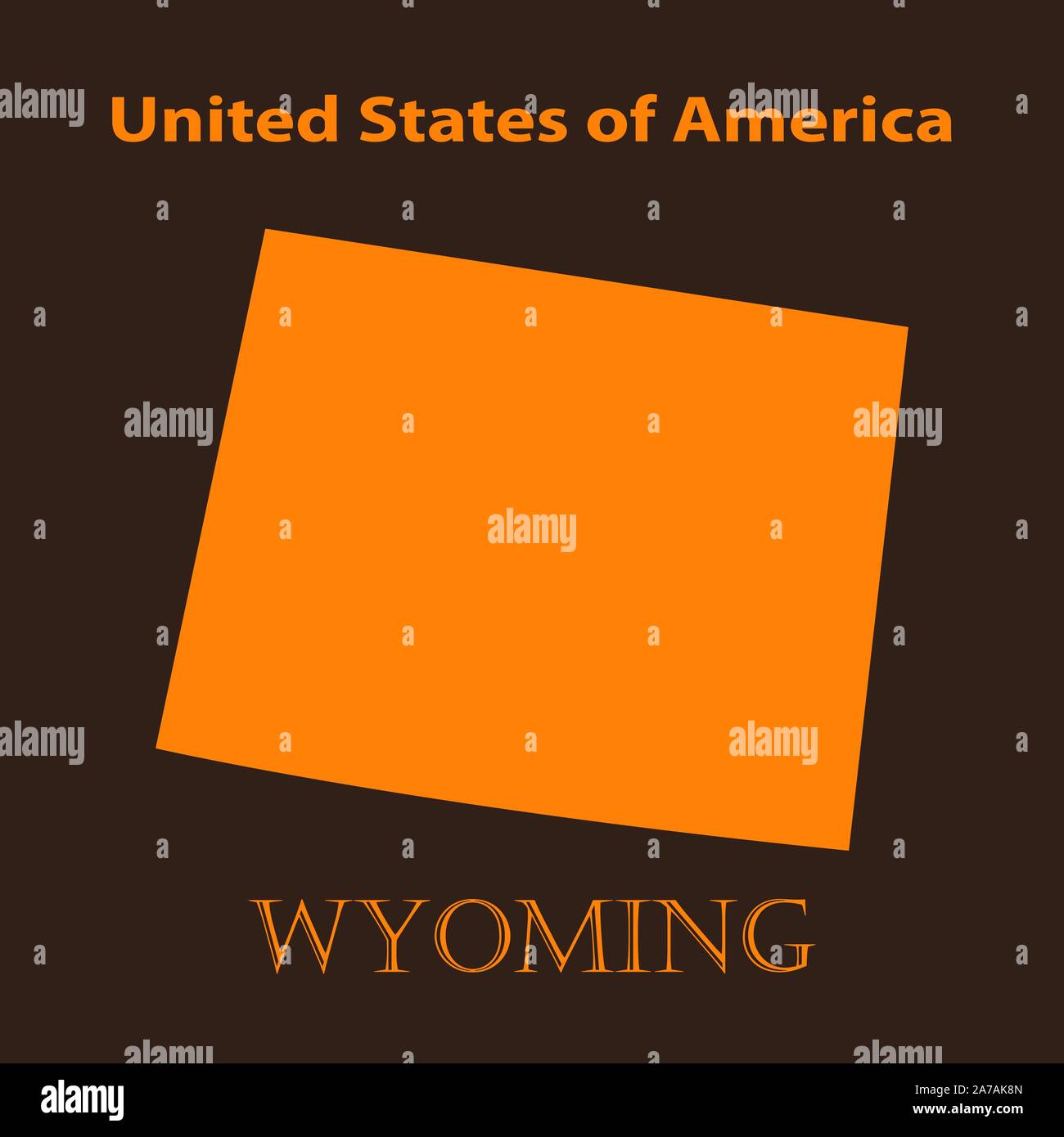 Orange Wyoming map - vector illustration. Simple flat map of Wyoming on ...