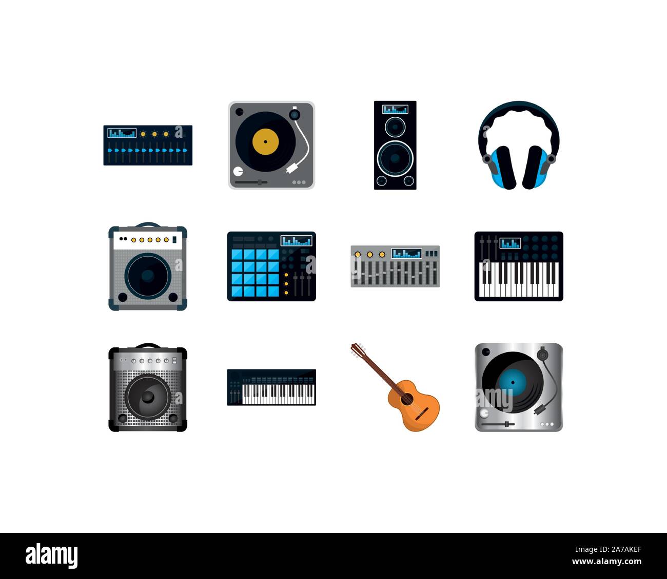 music and sound icon set pack, High Quality variety symbols Vector ...