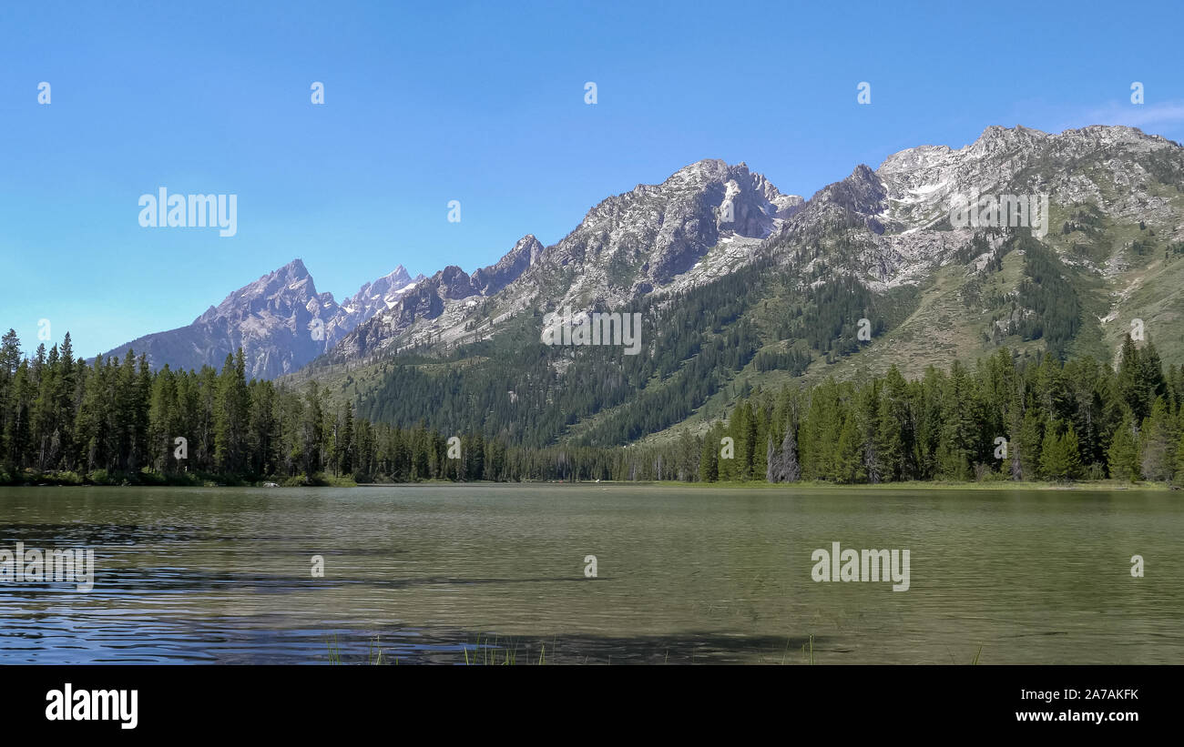 view to the south at string lake in the grand tetons national park ...