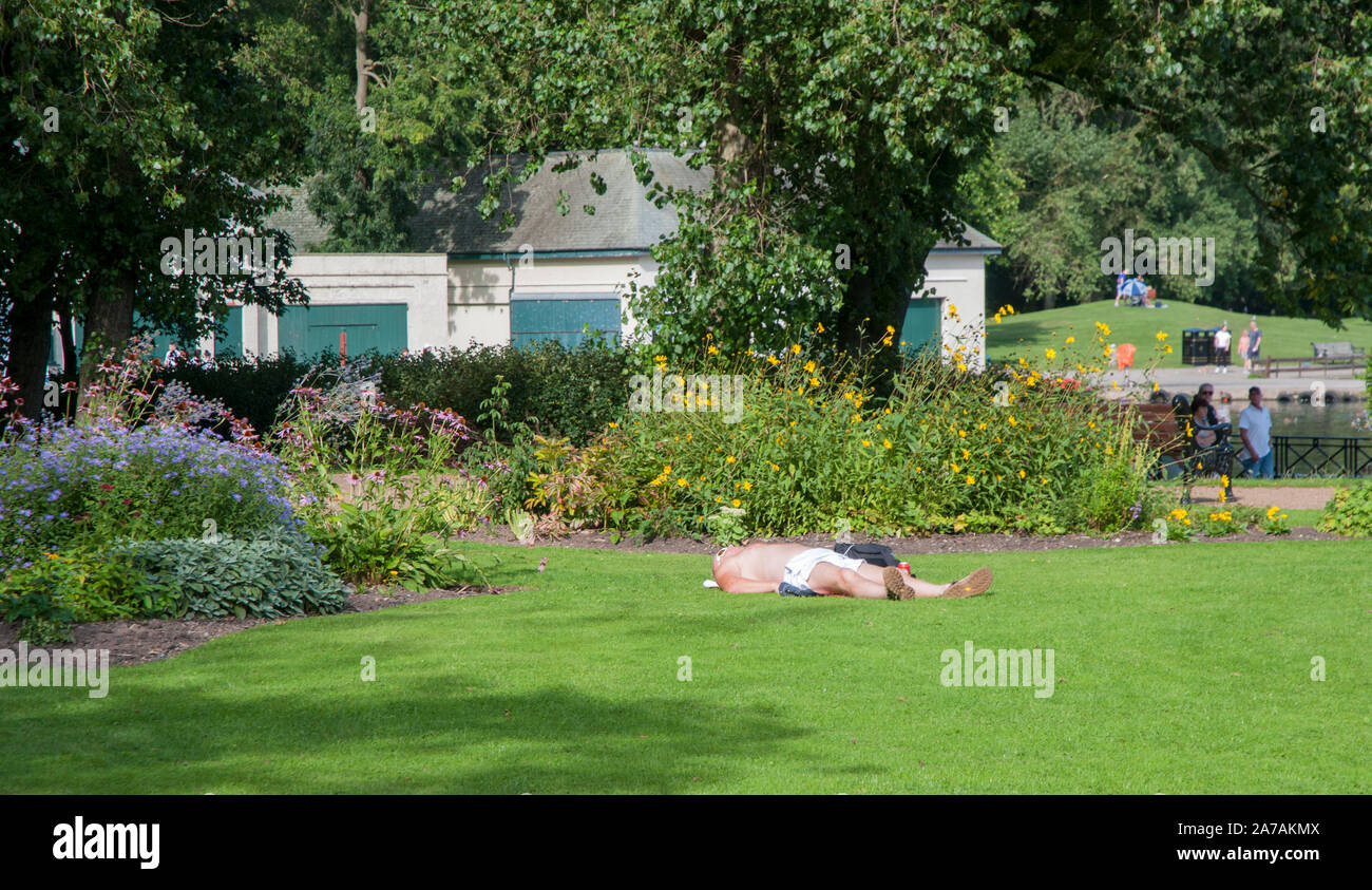 Sunbathing park man hi-res stock photography and images - Alamy