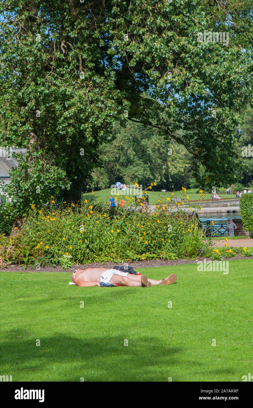 Man sunbathing in park hi-res stock photography and images - Alamy