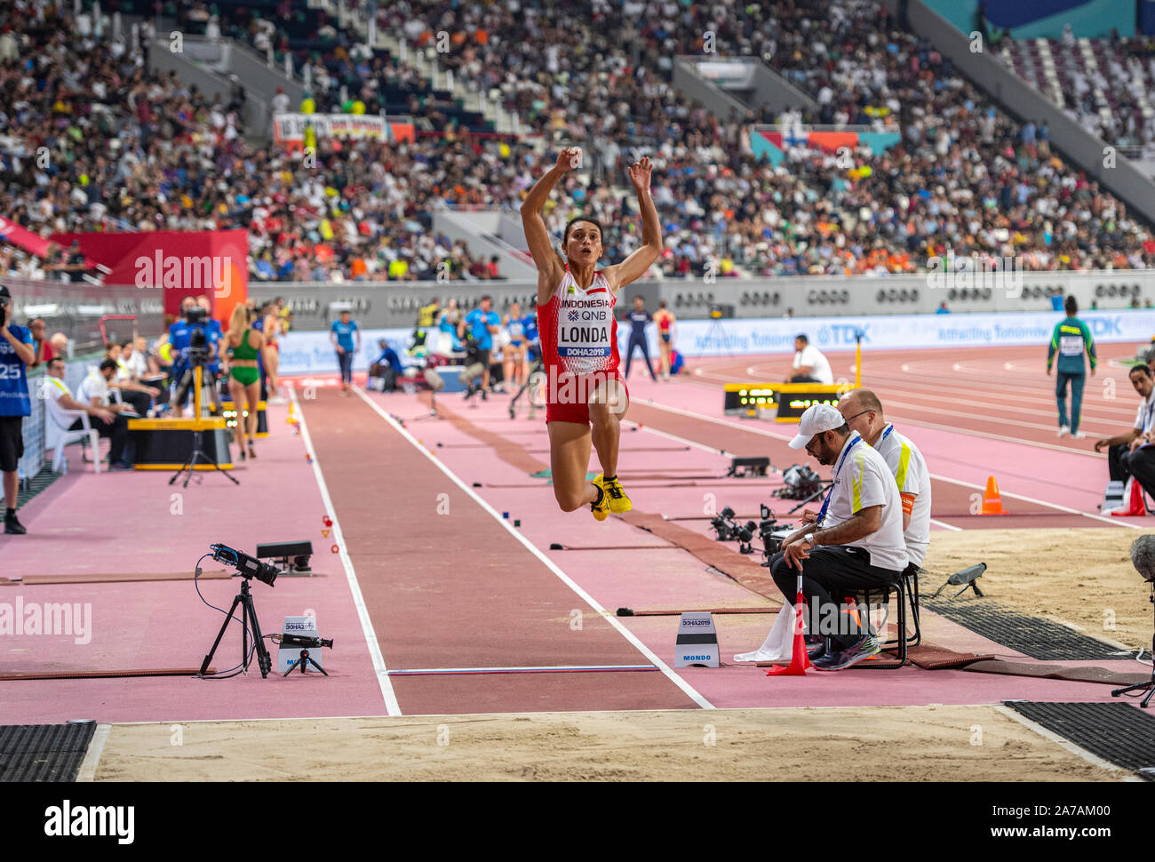 DOHA - QATAR OCT 5: Maria Natalia Londa of Indonesia competing in the ...
