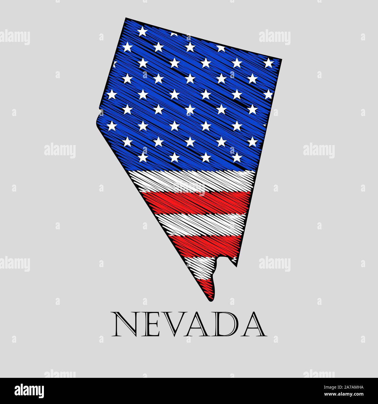 State Nevada in scribble style - vector illustration. Abstract flat map ...