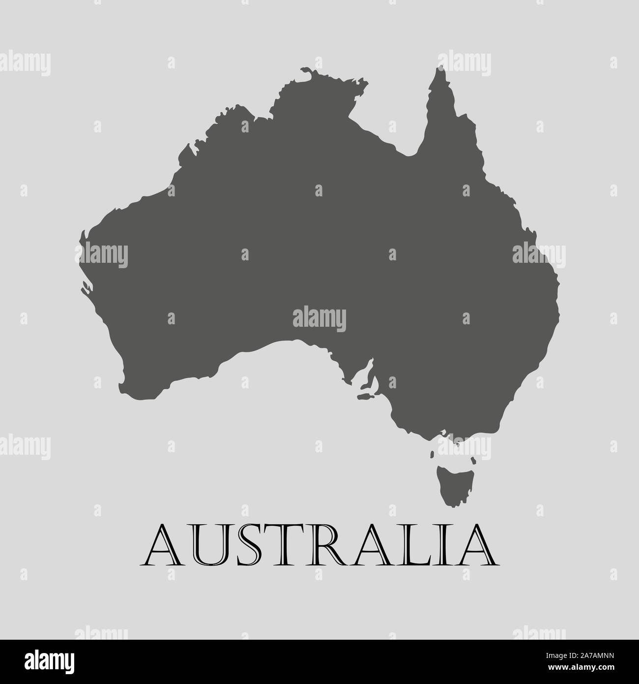 Black Australia map on light grey background. Black Australia map ...