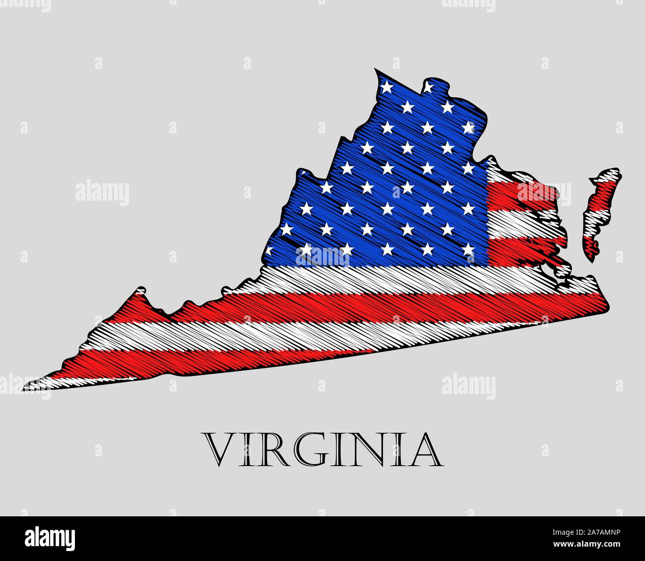 State Virginia in scribble style - vector illustration. Abstract flat ...