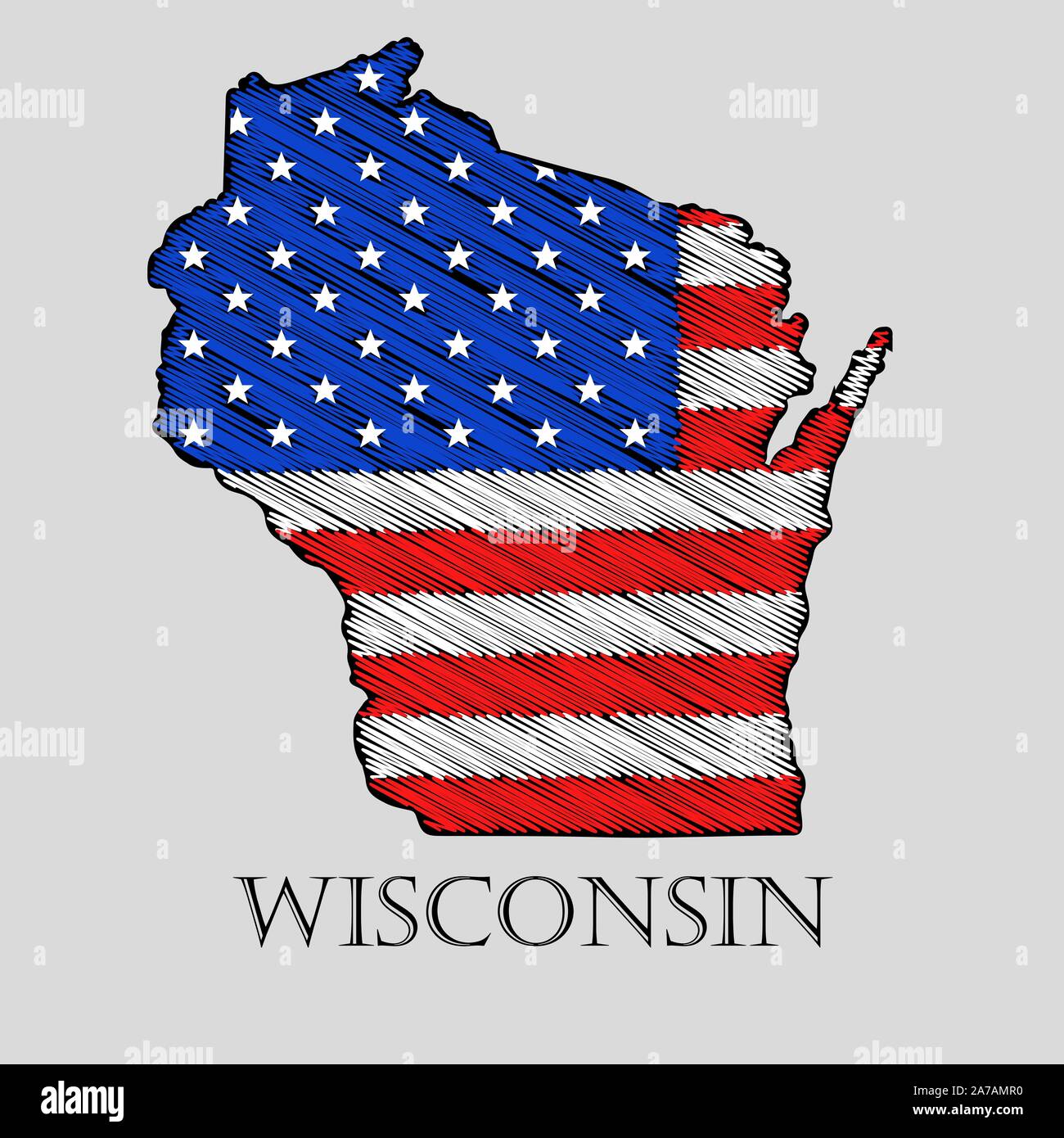 Us state wisconsin map vector vectors hi-res stock photography and ...