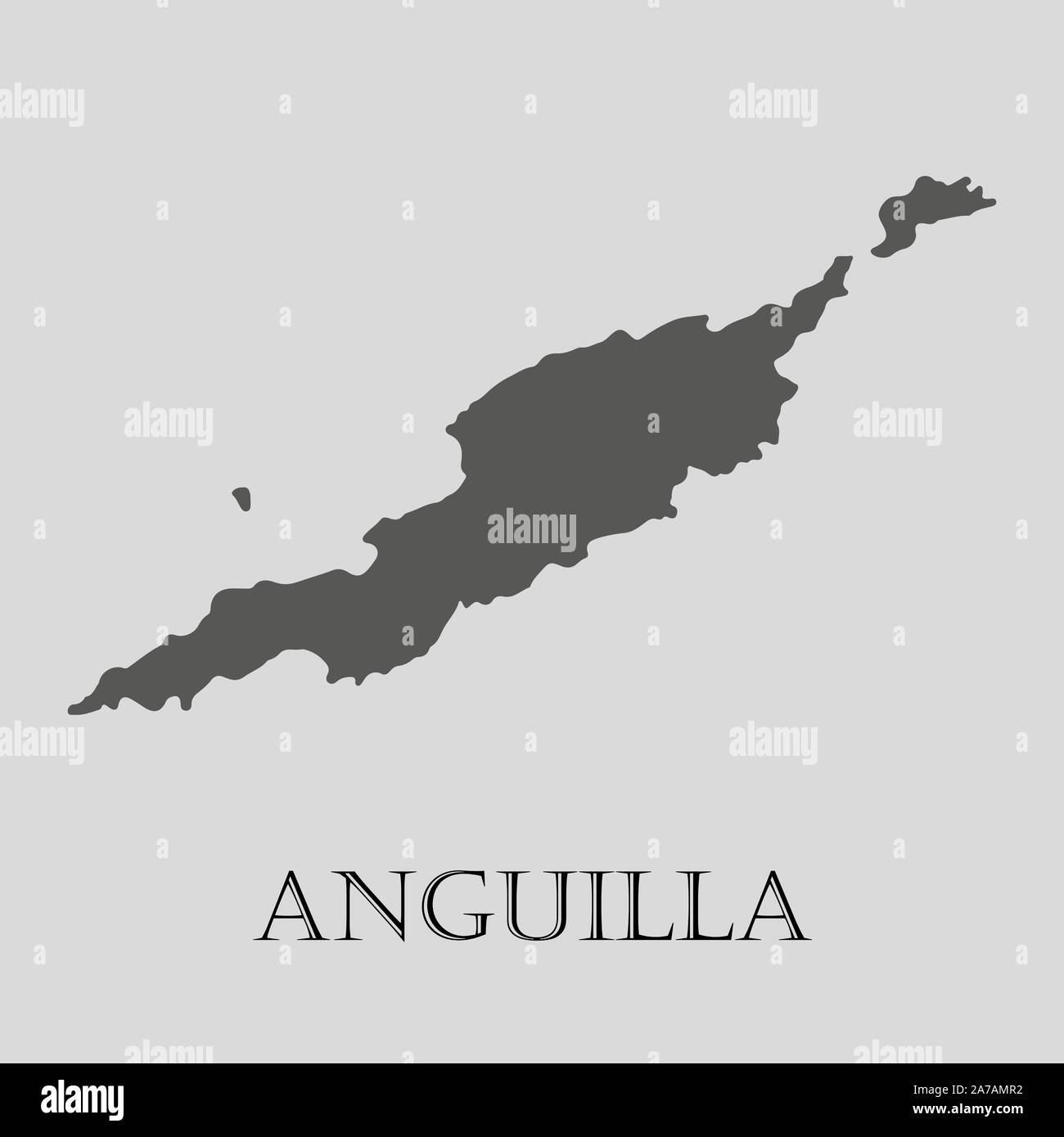 Black Anguilla map on light grey background. Black Anguilla map ...
