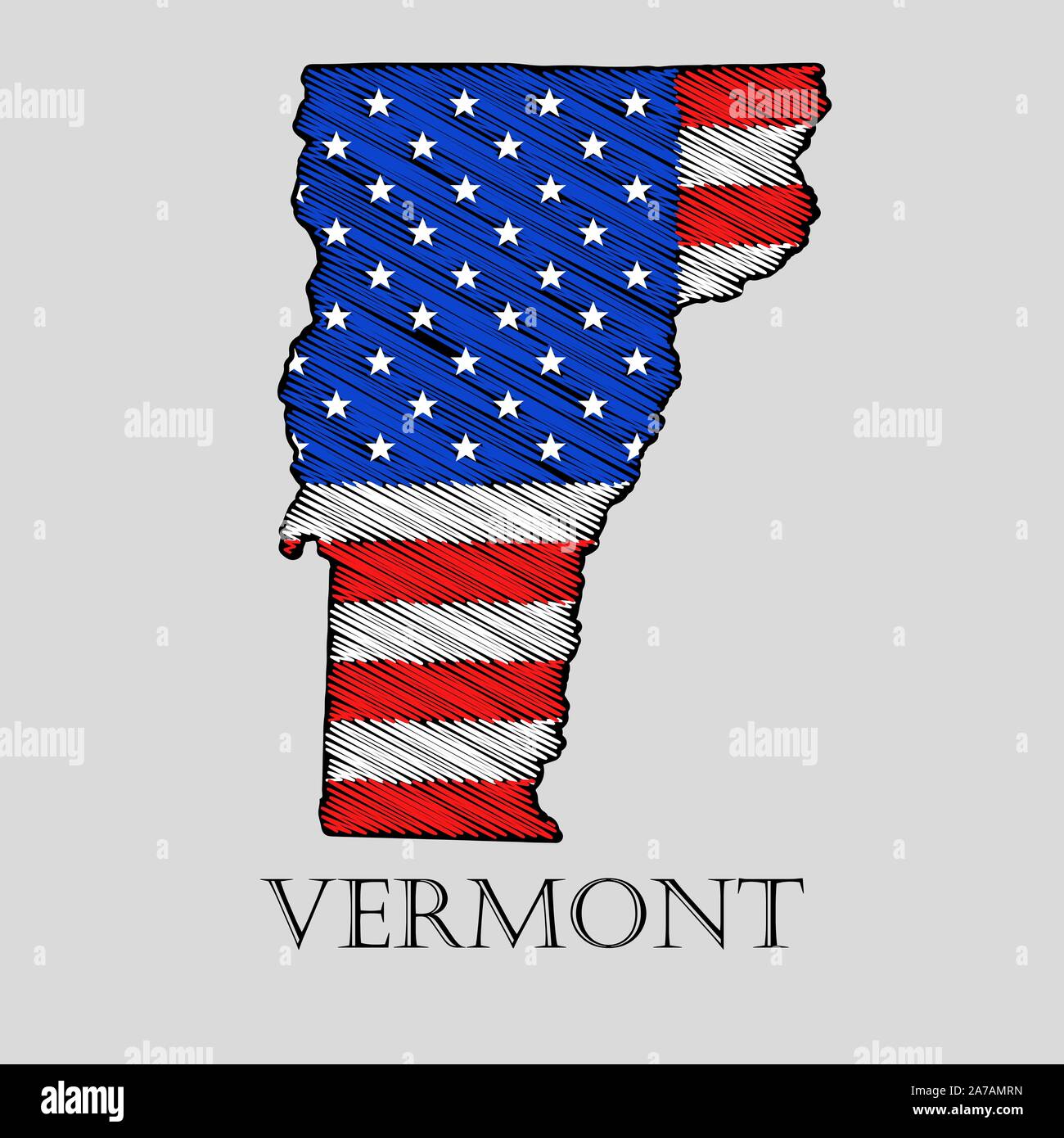 State Vermont in scribble style - vector illustration. Abstract flat ...