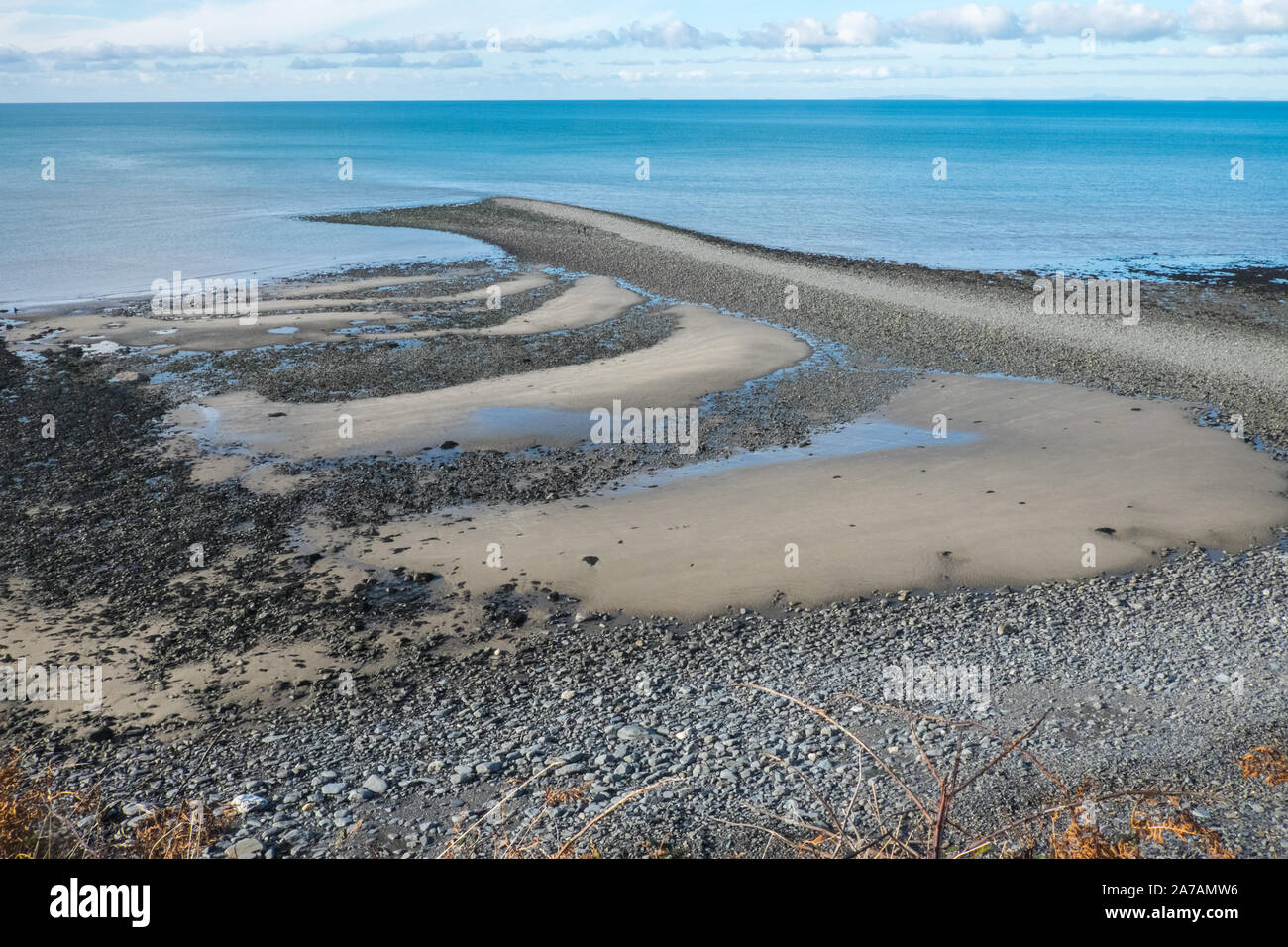 Sarn Cynfelyn,spit,of,ancient,glacial moraine,Cardigan Bay,Coast ...