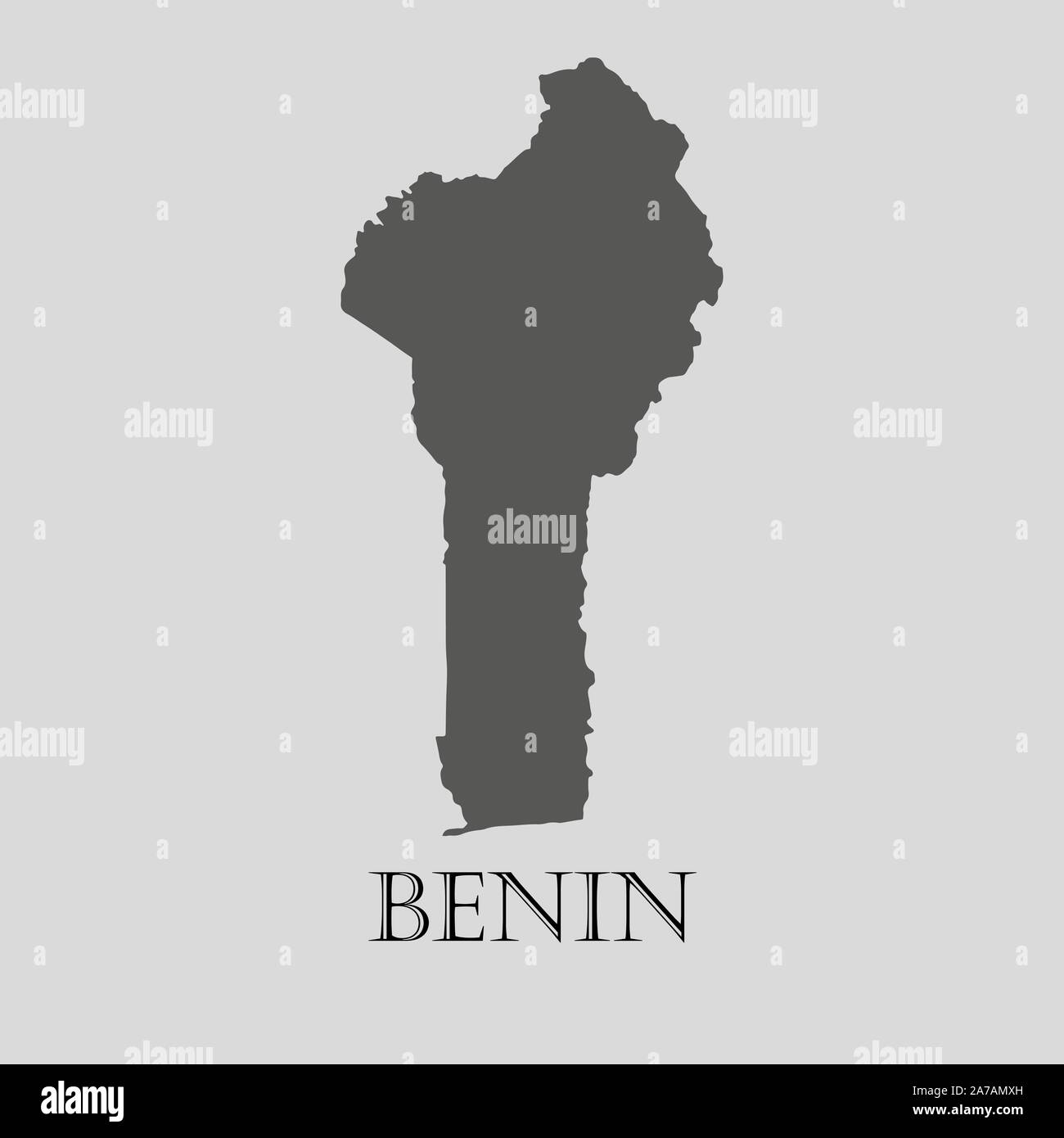 Black Benin map on light grey background. Black Benin map - vector ...
