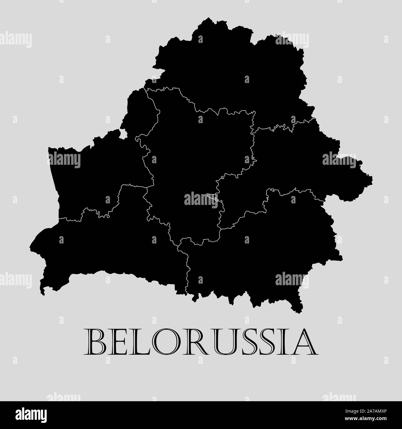 Black Belorussia map on light grey background. Black Belorussia map ...