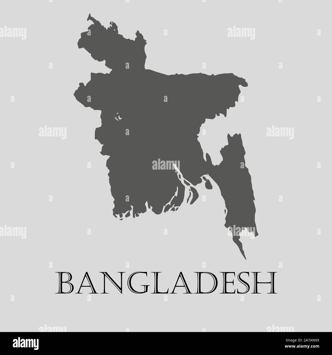 Black Bangladesh map on light grey background. Black Bangladesh map ...