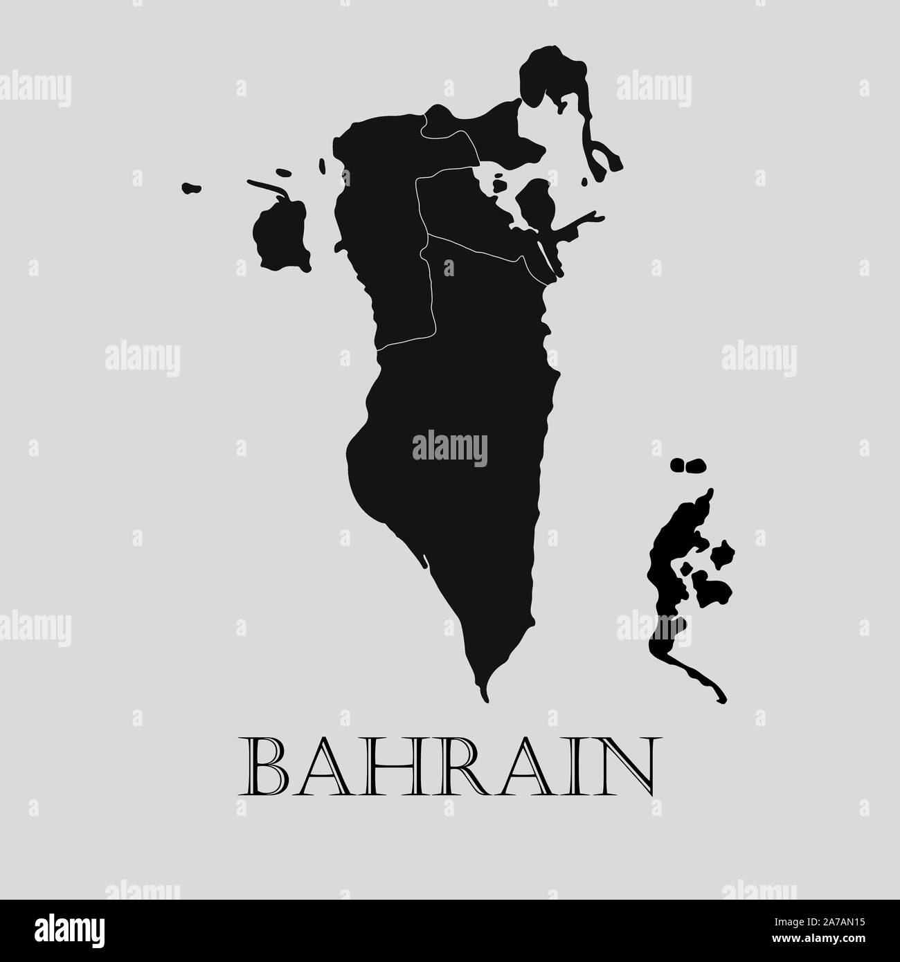 Black Bahrain map on light grey background. Black Bahrain map - vector ...