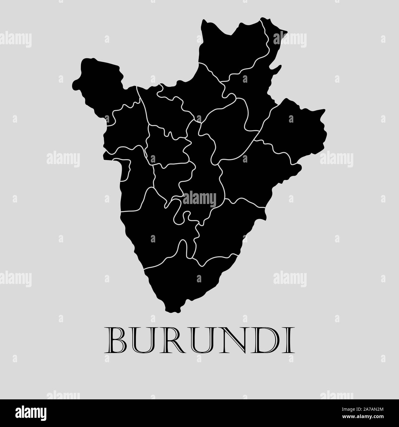 Black Burundi Map On Light Grey Background Black Burundi Map Vector