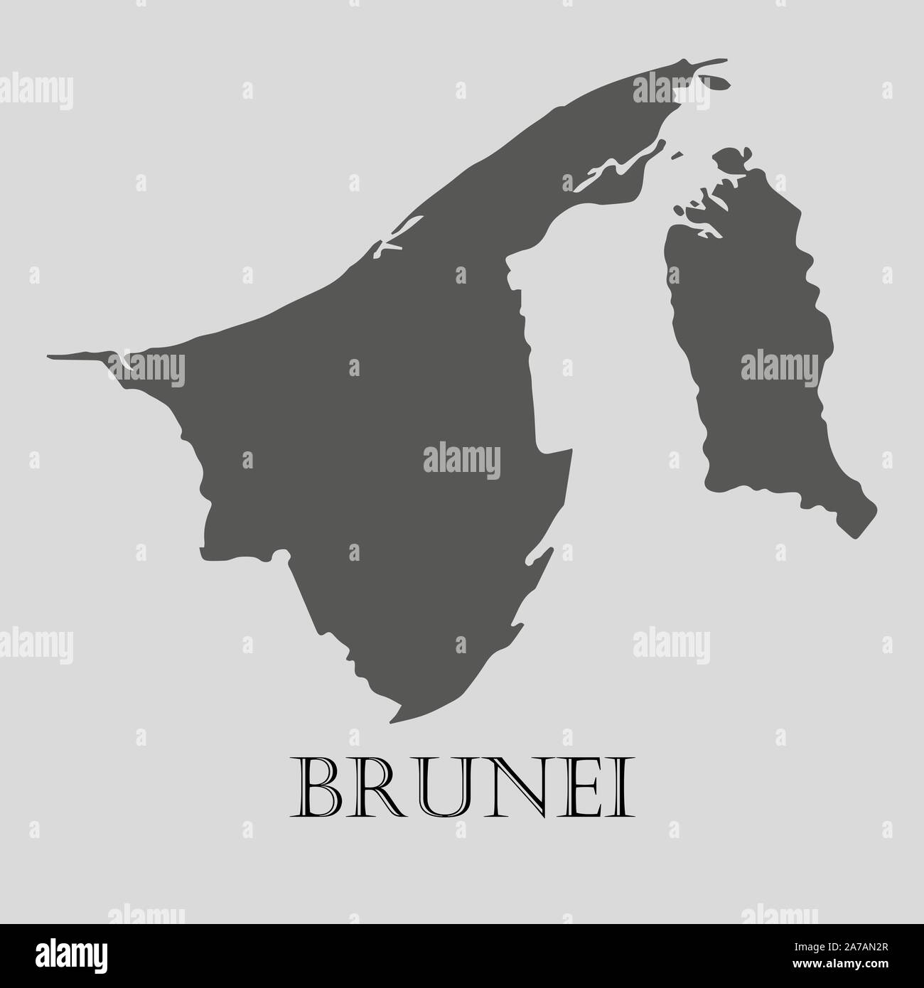Black Brunei map on light grey background. Black Brunei map - vector ...