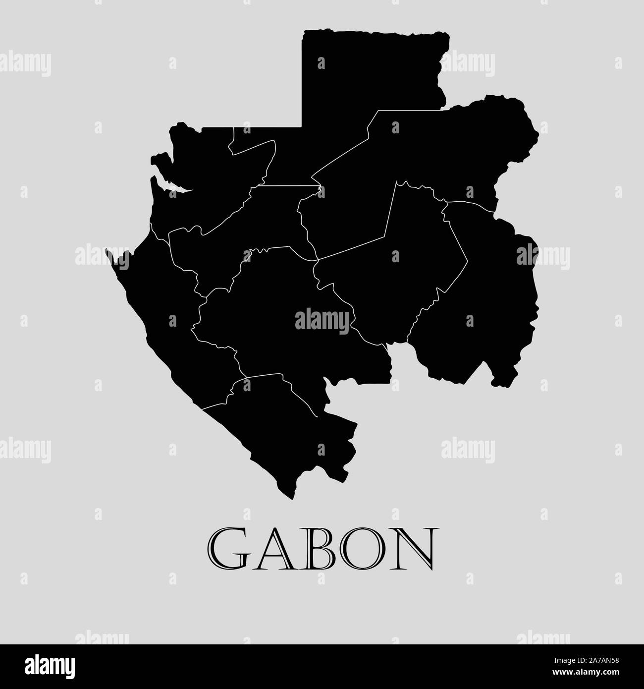 Black Gabon map on light grey background. Black Gabon map - vector ...