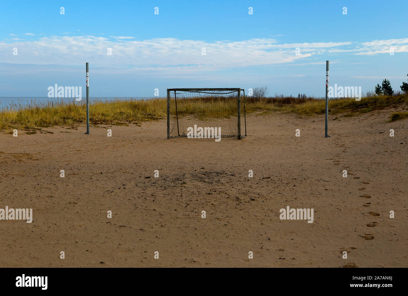 Football goal at a beach Stock Photo - Alamy