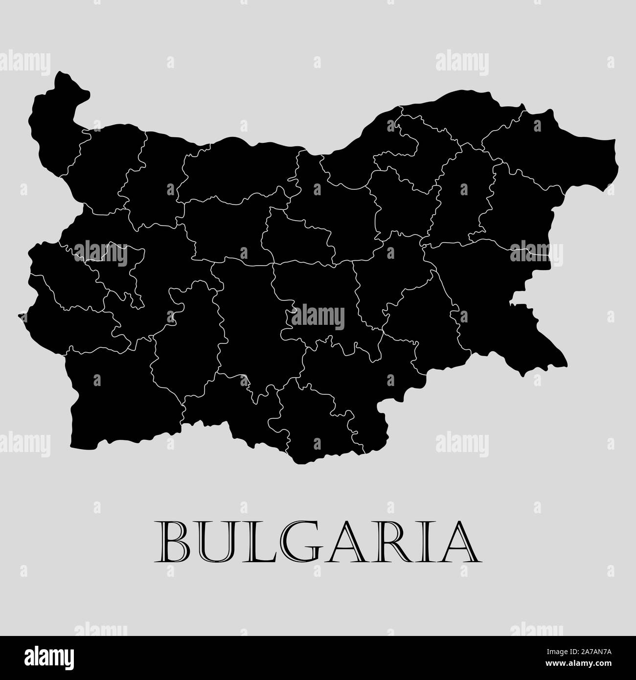 Black Bulgaria map on light grey background. Black Bulgaria map ...