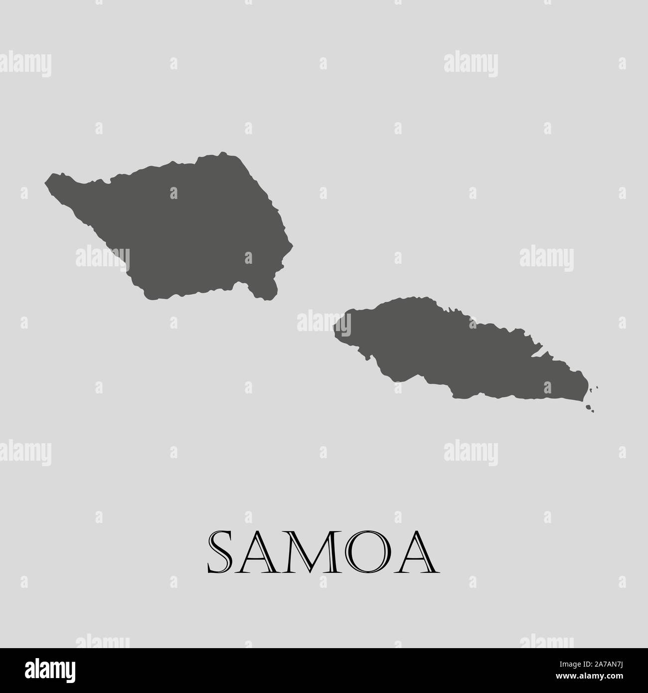 Gray Samoa map on light grey background. Gray Samoa map - vector ...