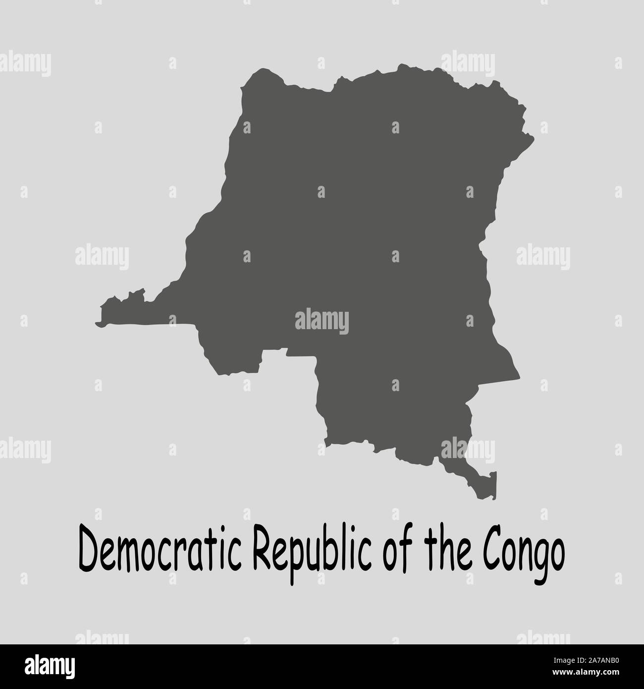 Gray Democratic Republic of Congo map on light grey background. Gray ...