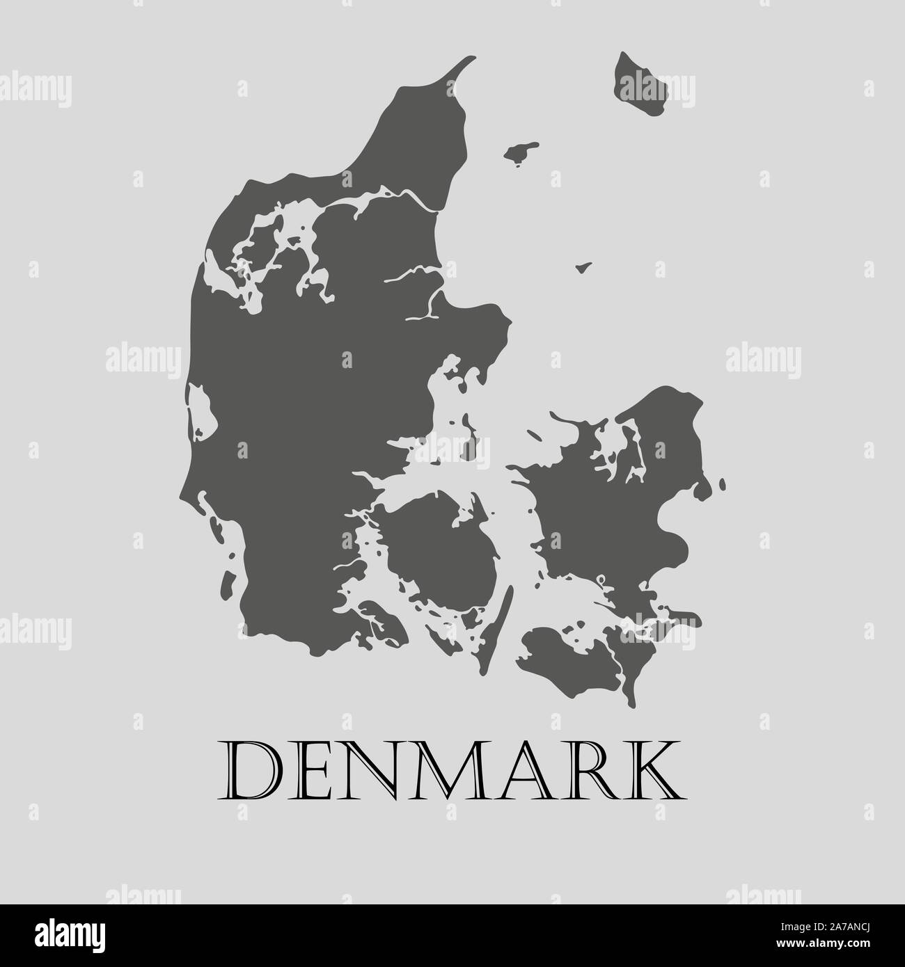 Gray Denmark map on light grey background. Gray Denmark map - vector ...