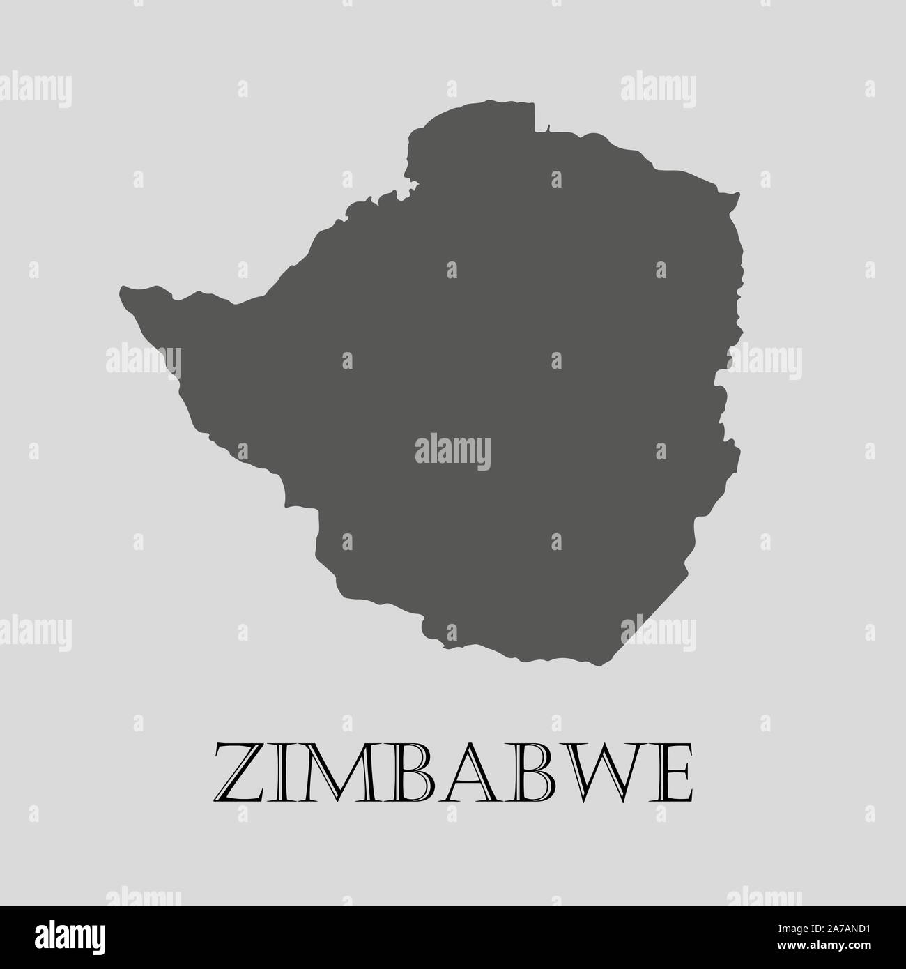 Gray Zimbabwe map on light grey background. Gray Zimbabwe map - vector ...