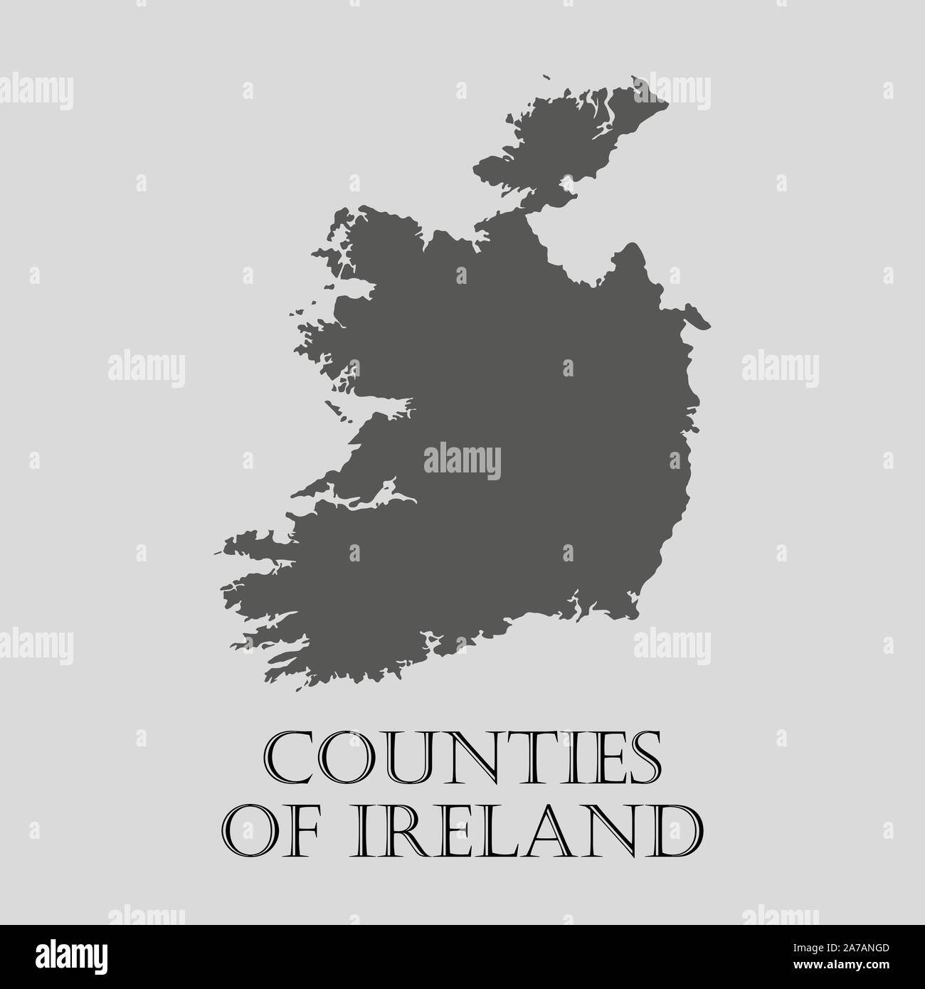 Gray Counties of Ireland map on light grey background. Gray Counties of ...