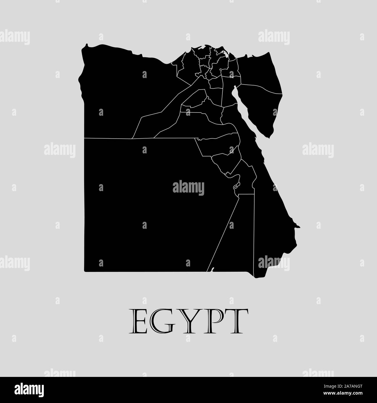 Black Egypt map on light grey background. Black Egypt map - vector ...