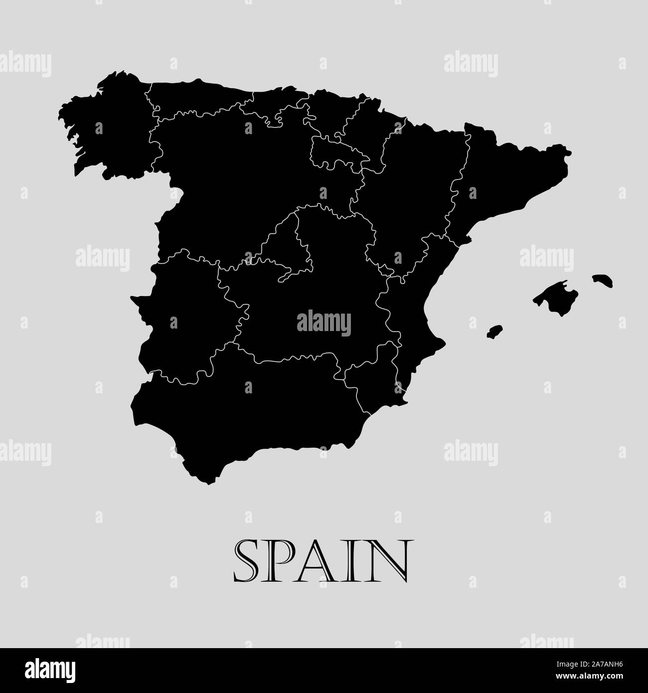 Spain map Black and White Stock Photos & Images - Alamy