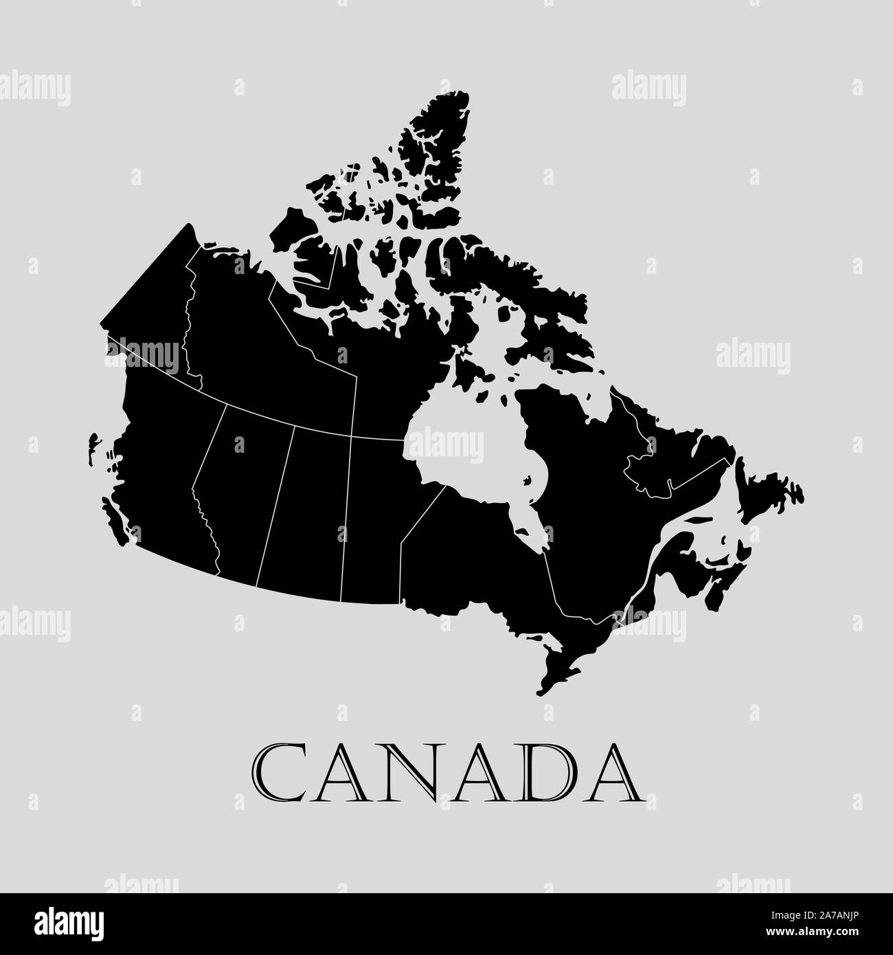 Black Canada map on light grey background. Black Canada map - vector ...
