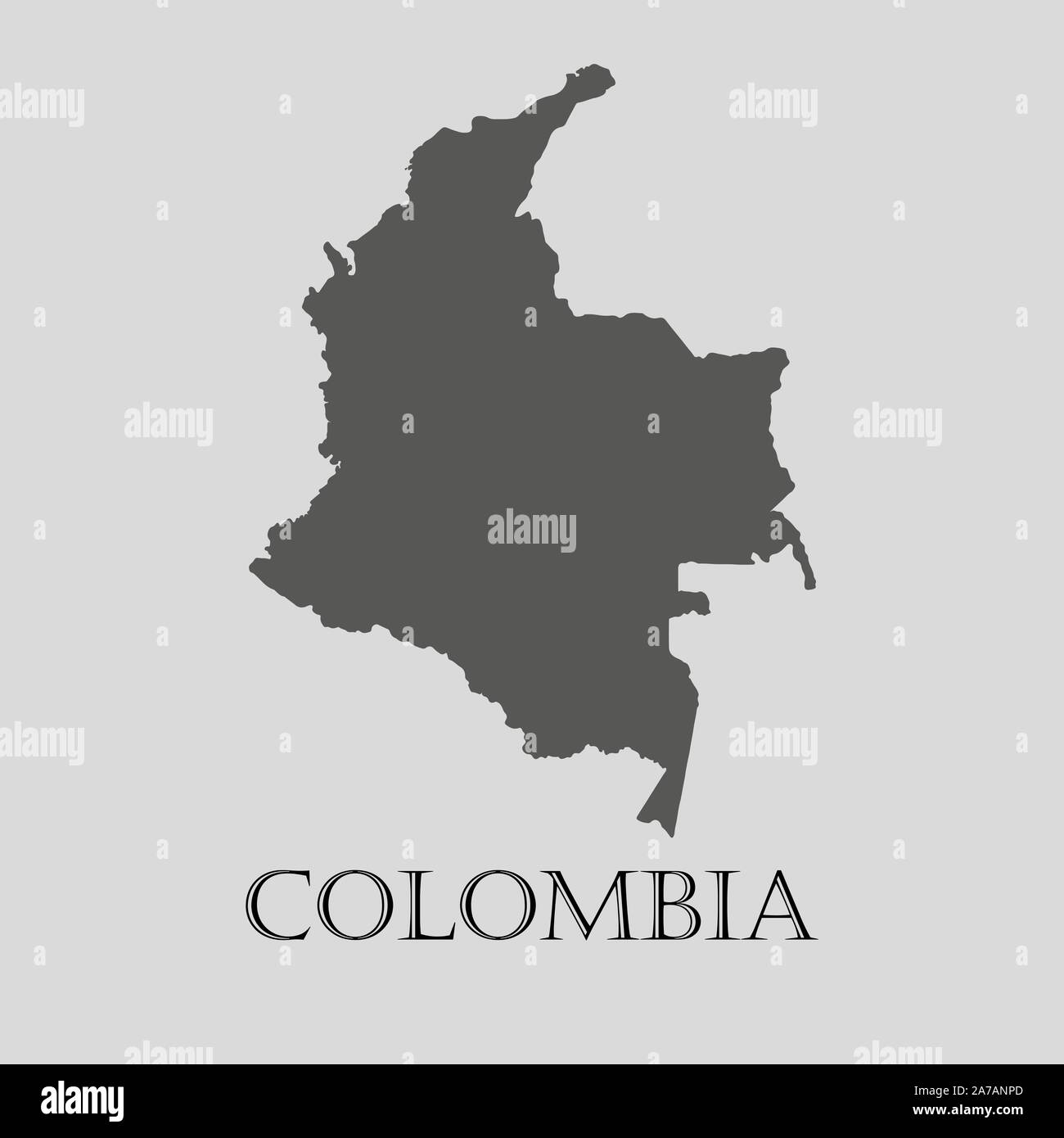 Simple gray Colombia map on light grey background. Gray Colombia map ...