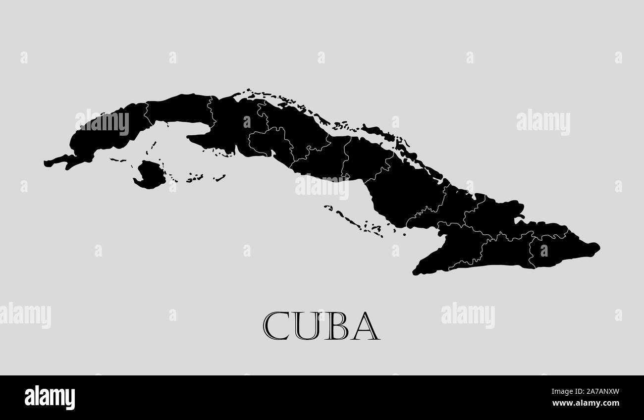 Black Cuba map on light grey background. Black Cuba map - vector ...