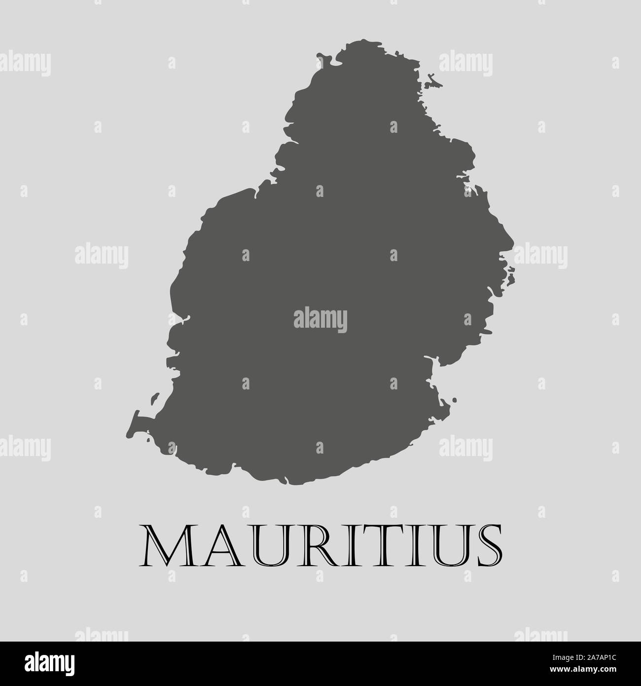 Gray Mauritius map on light grey background. Gray Mauritius map ...