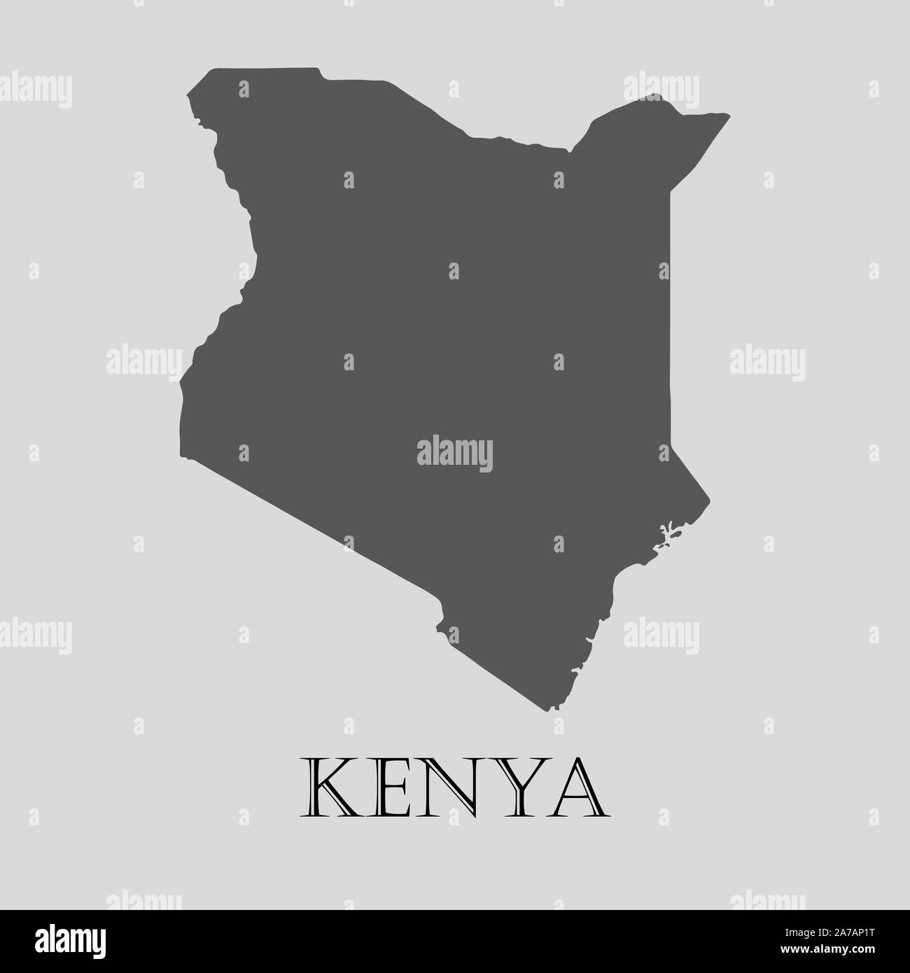 Gray Kenya map on light grey background. Gray Kenya map - vector ...