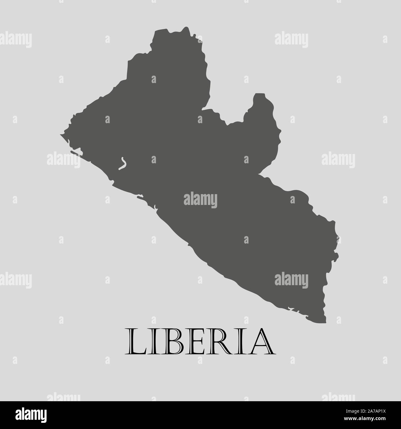 Simple gray Liberia map on light grey background. Gray Liberia map ...