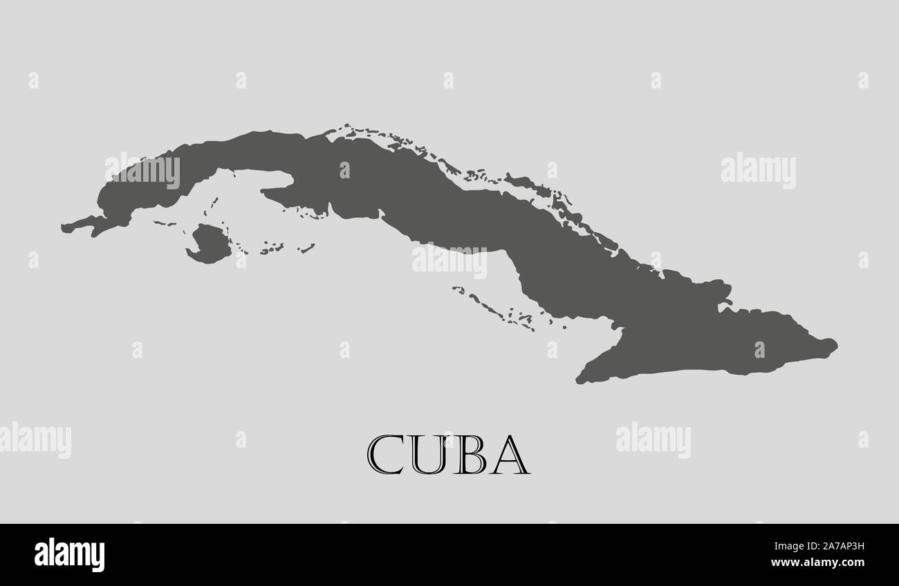Simple gray Cuba map on light grey background. Gray Cuba map - vector ...