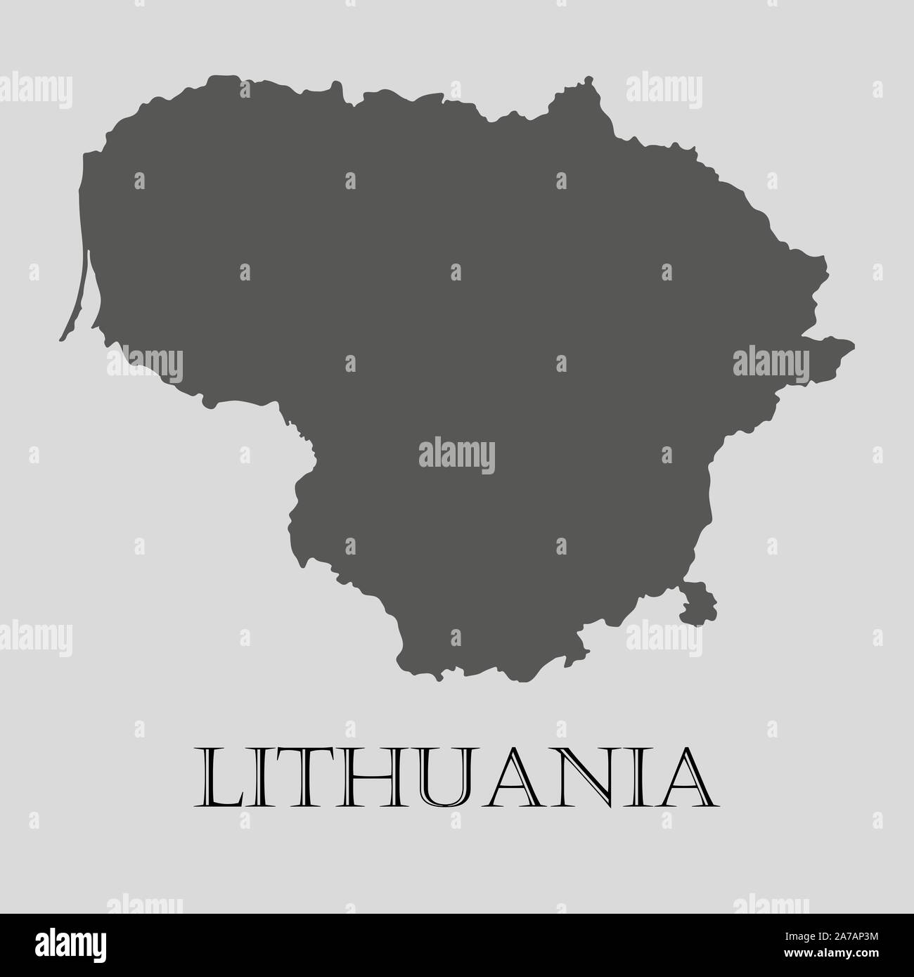Simple gray Lithuania map on light grey background. Gray Lithuania map ...