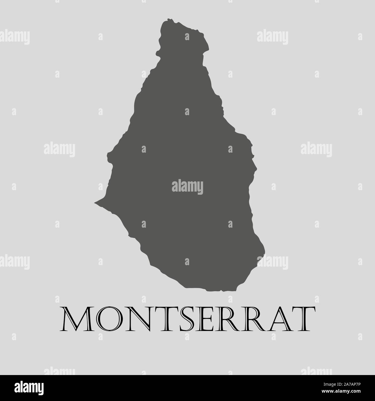 Gray Montserrat map on light grey background. Gray Montserrat map ...