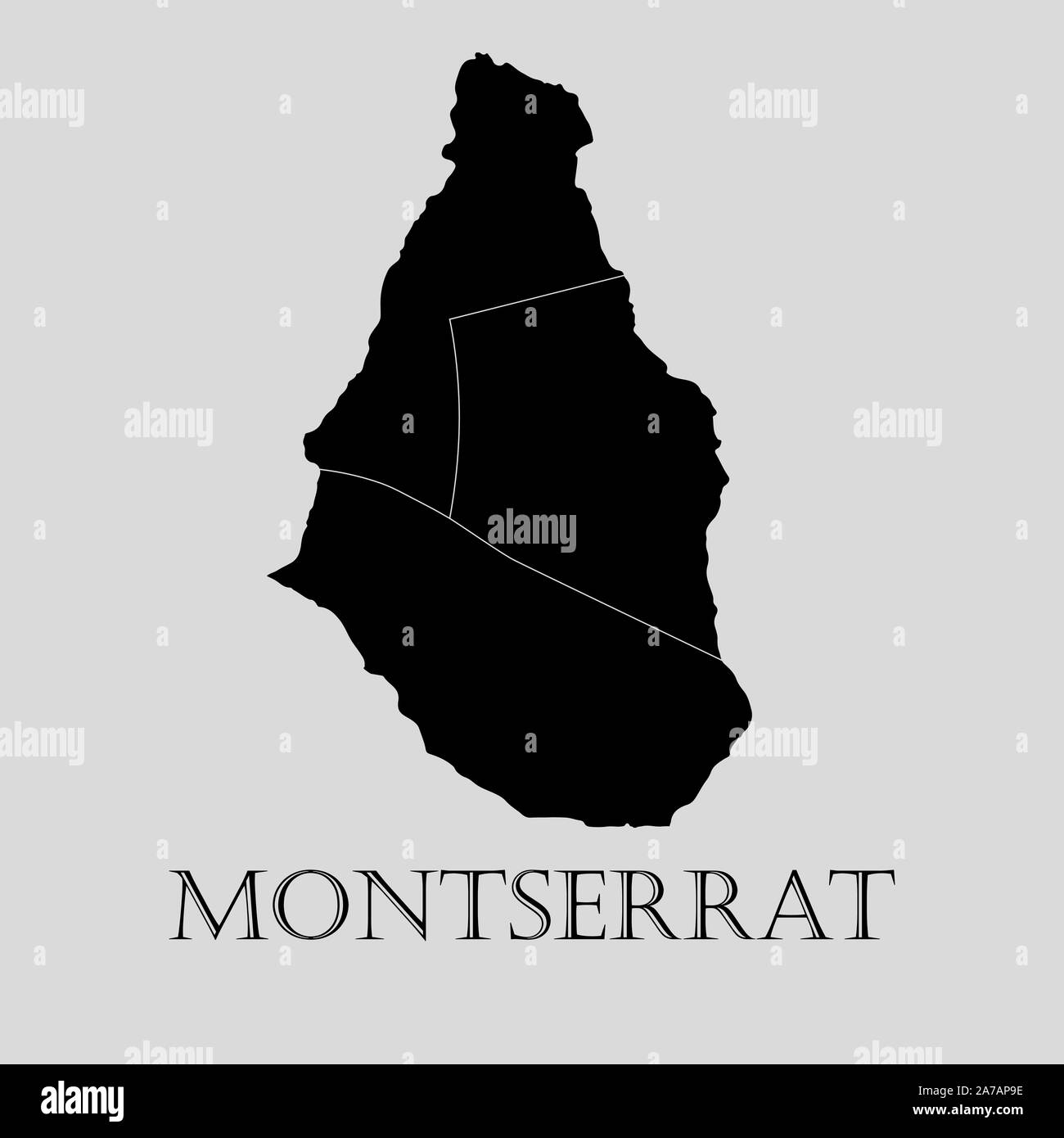 Black Montserrat map on light grey background. Black Montserrat map ...