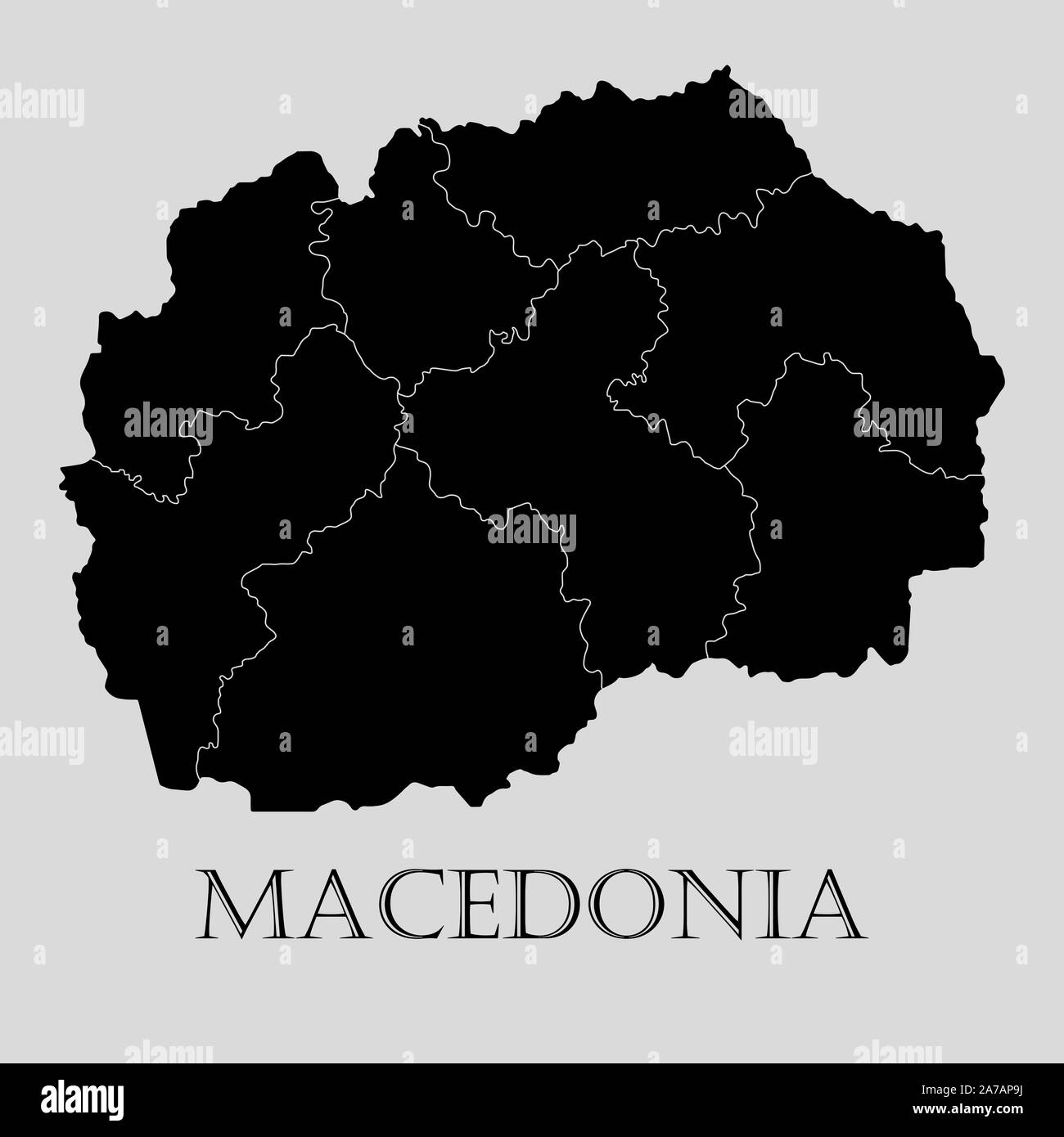 Black Macedonia map on light grey background. Black Macedonia map ...