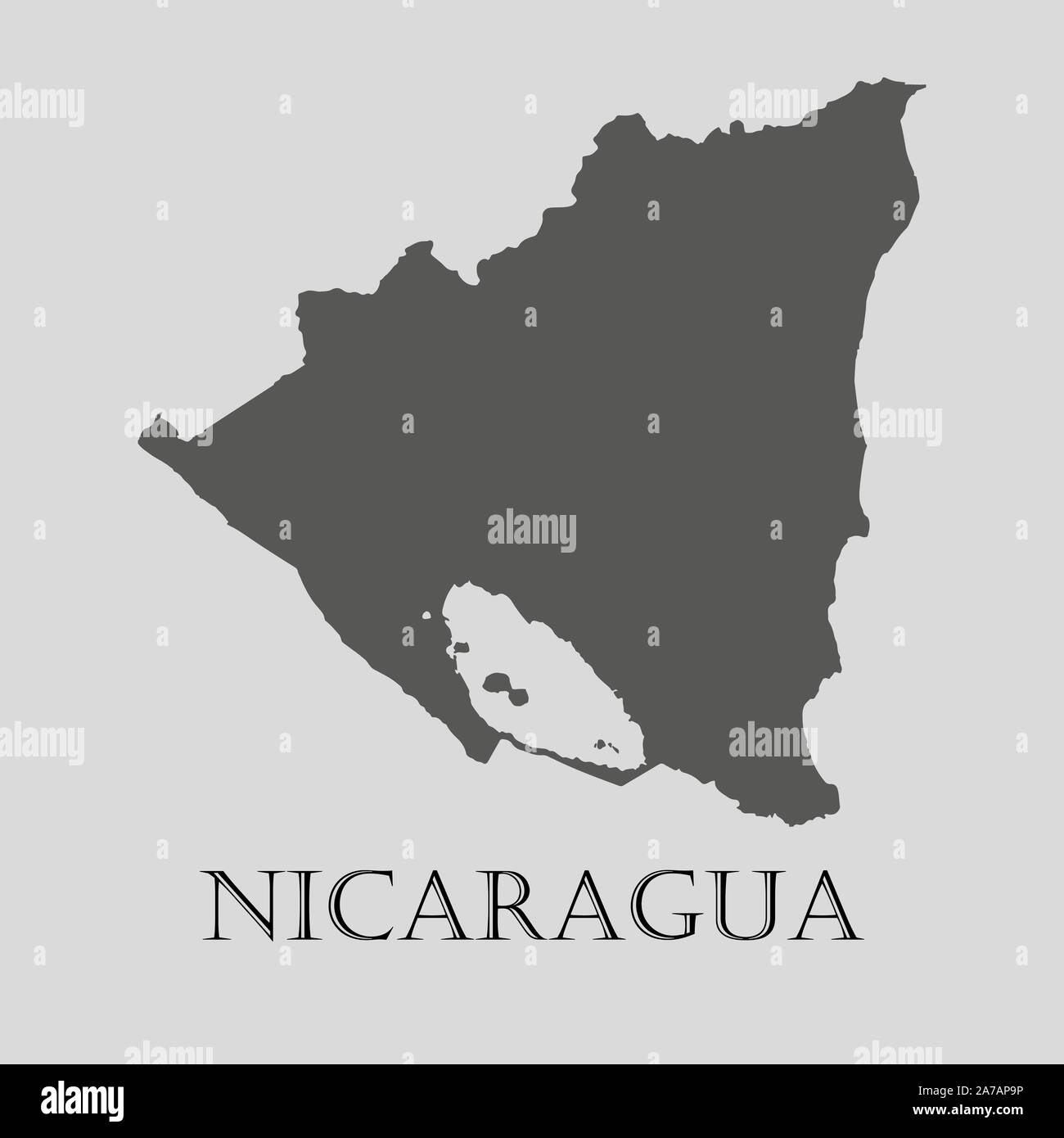Gray Nicaragua map on light grey background. Gray Nicaragua map ...