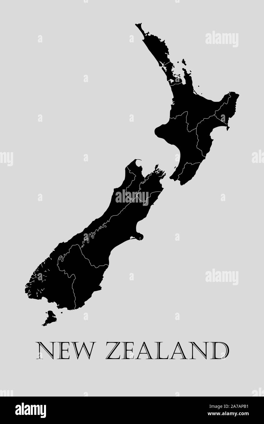 New zealand map Black and White Stock Photos & Images - Alamy