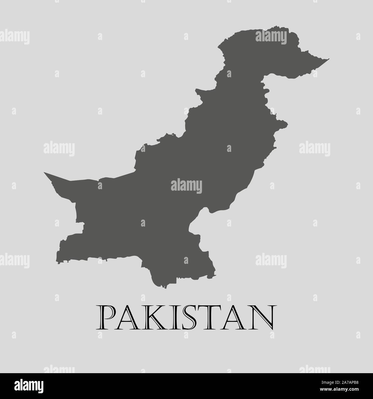 Gray Pakistan map on light grey background. Gray Pakistan map - vector ...