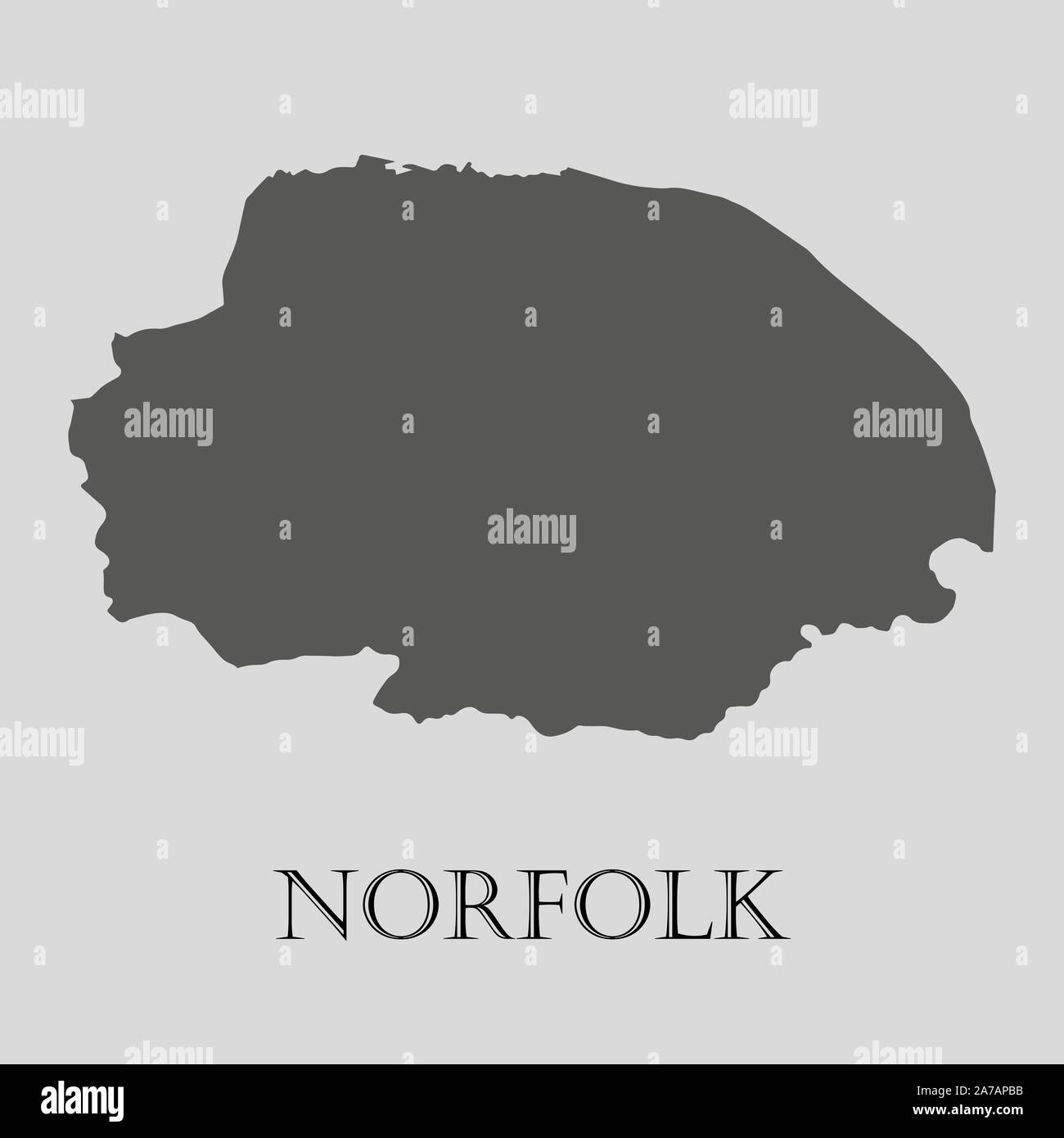 Gray Norfolk map on light grey background. Gray Norfolk map - vector ...