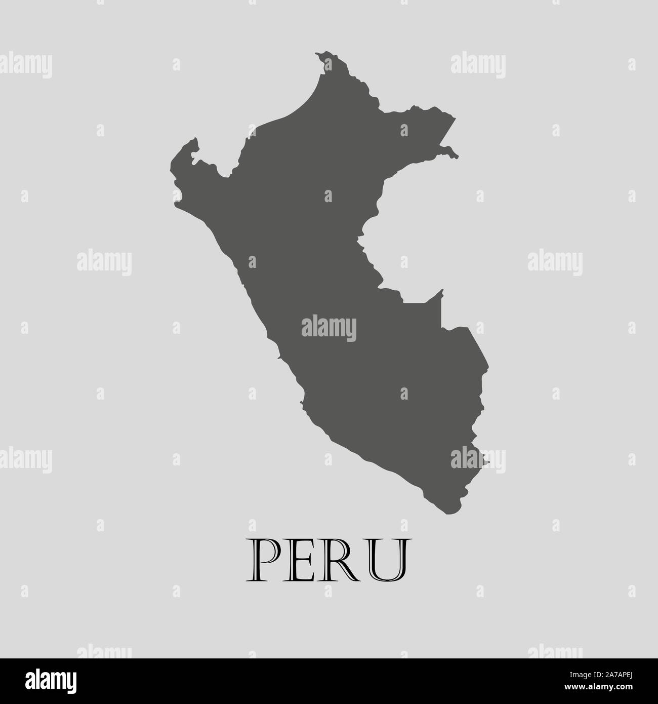 Gray Peru map on light grey background. Gray Peru map - vector ...