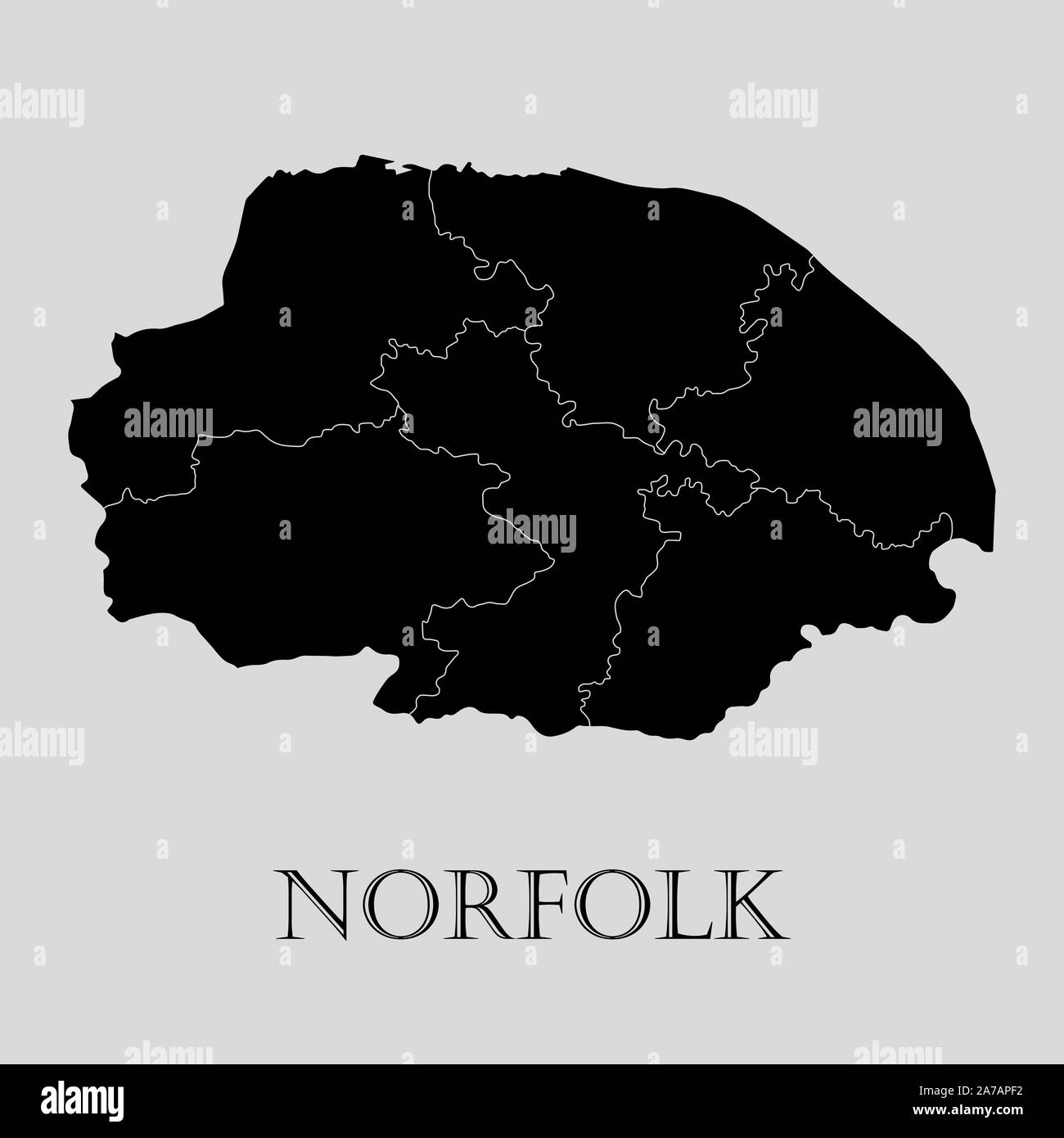 Black Norfolk map on light grey background. Black Norfolk map - vector ...